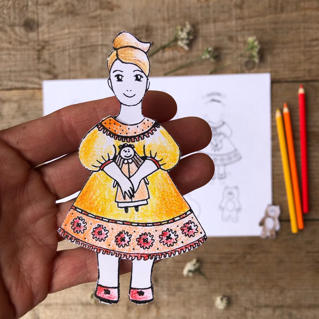 Printable Paper Doll. Masha. Coloring Pages. Craft Kit. Birt - Inspire ...