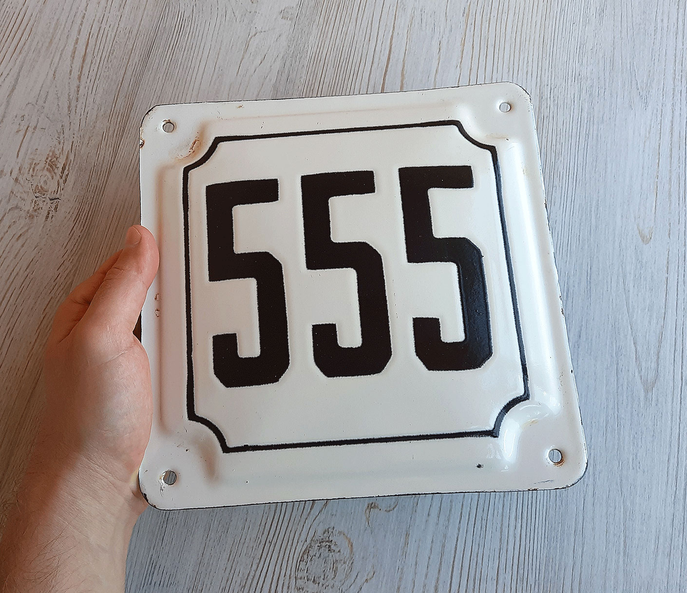 Street address number plaque 555 - vintage Soviet white blac - Inspire ...