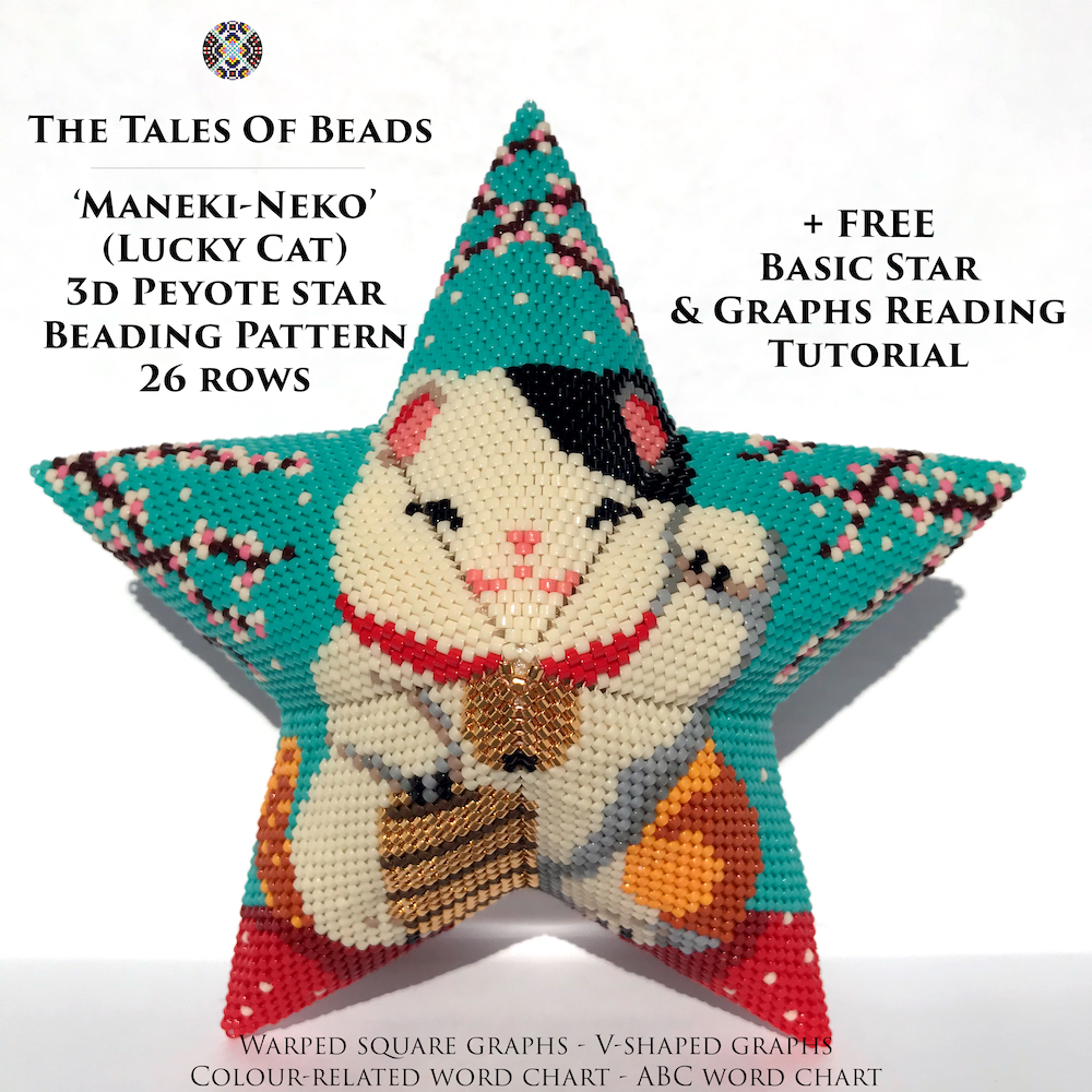 Maneki Neko 3D Peyote Star Beading Pattern / Lucky Cat S - Inspire Uplift