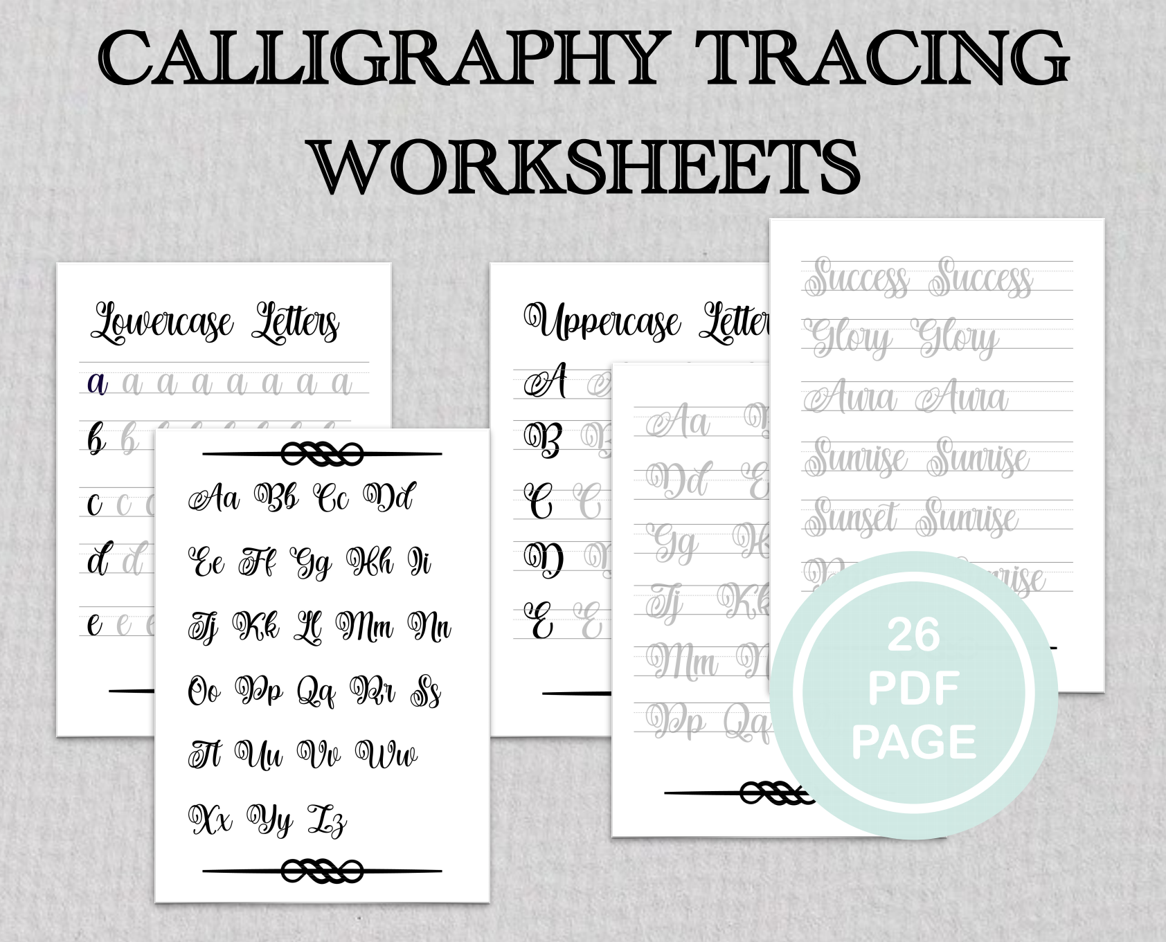 Calligraphy tracing worksheets, handlettering practice, font | Inspire ...