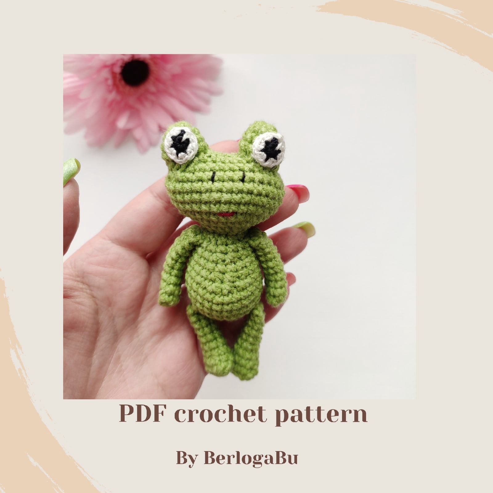 Amigurumi Frog Crochet Pattern And Instructions Pdf. Diy Crochet Green ...