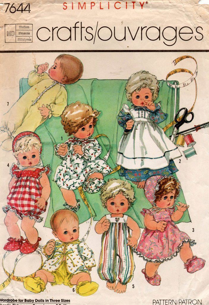 Baby Doll 15-16 inch Clothes Pattern Simplicity 7644 PDF - Inspire Uplift