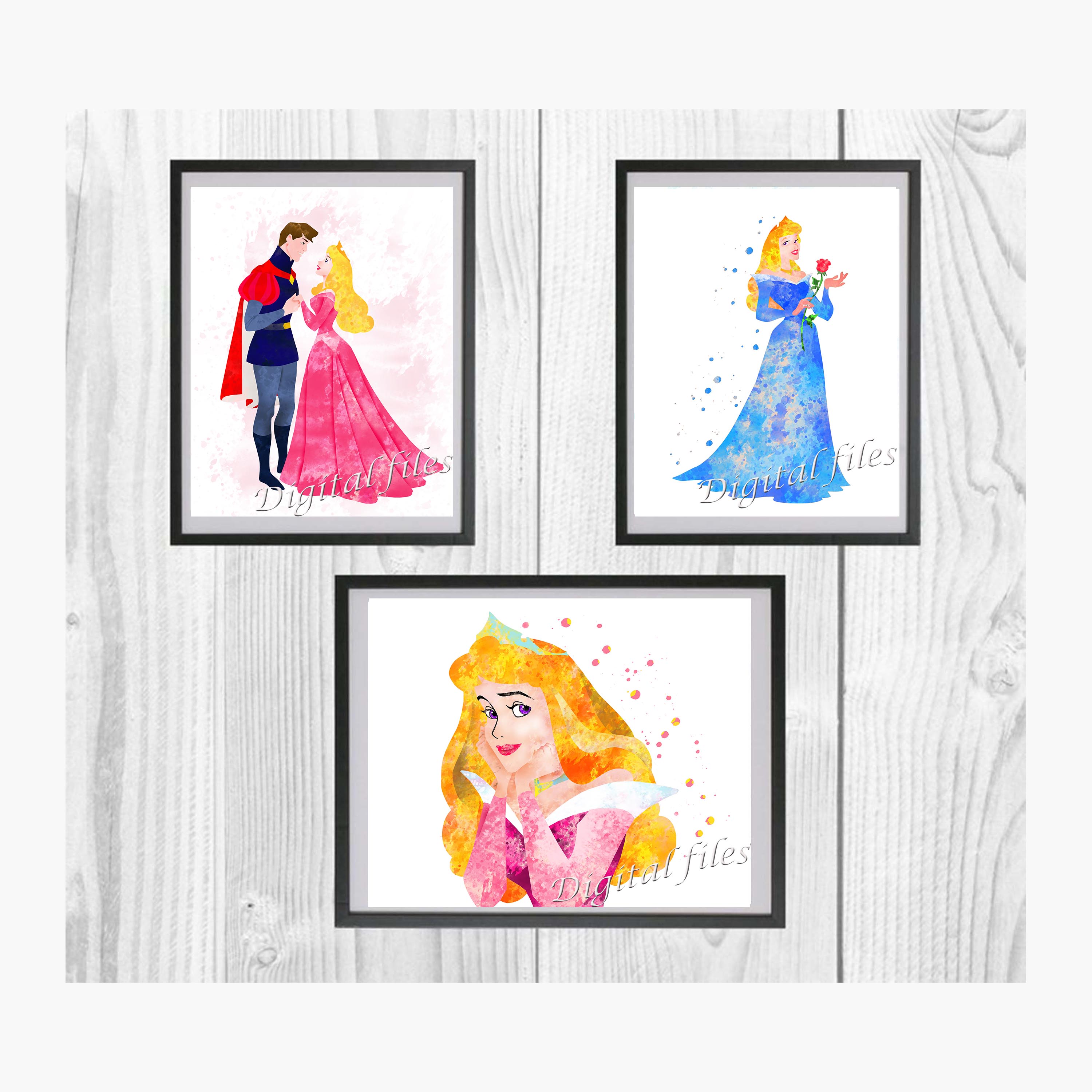Princess Aurora Set Disney Art Print Digital Files nursery r | Inspire ...