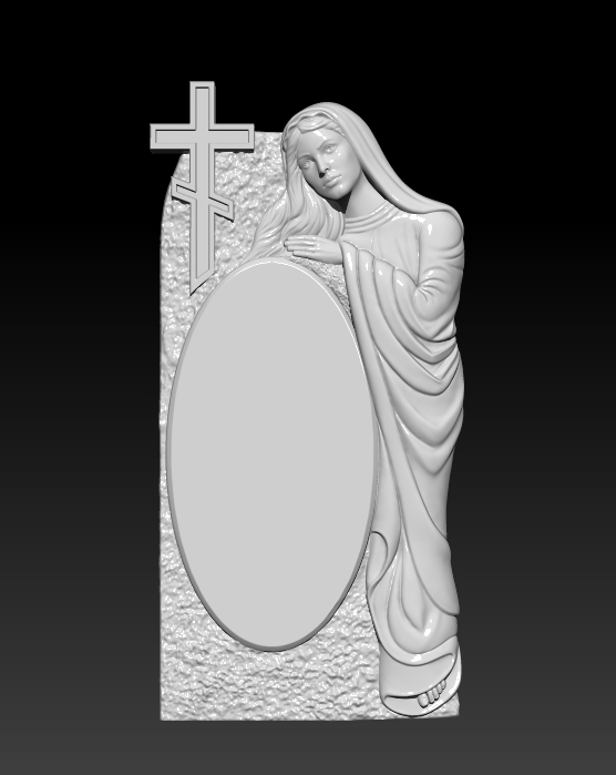 3D STL Model for CNC file. Tombstone with a girl - Inspire Uplift