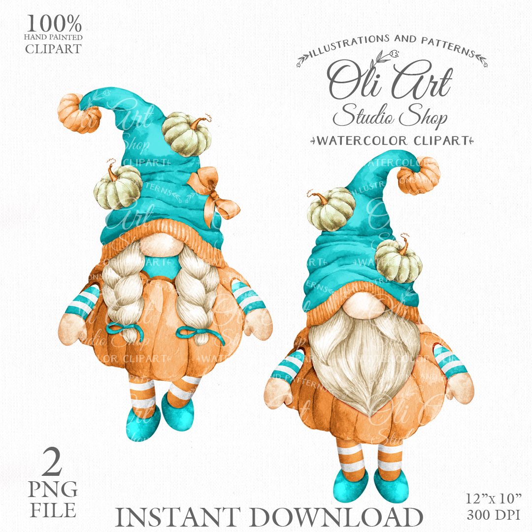Fall Gnome Clip Art. Cute Characters, Hand Drawn graphics. D | Inspire ...