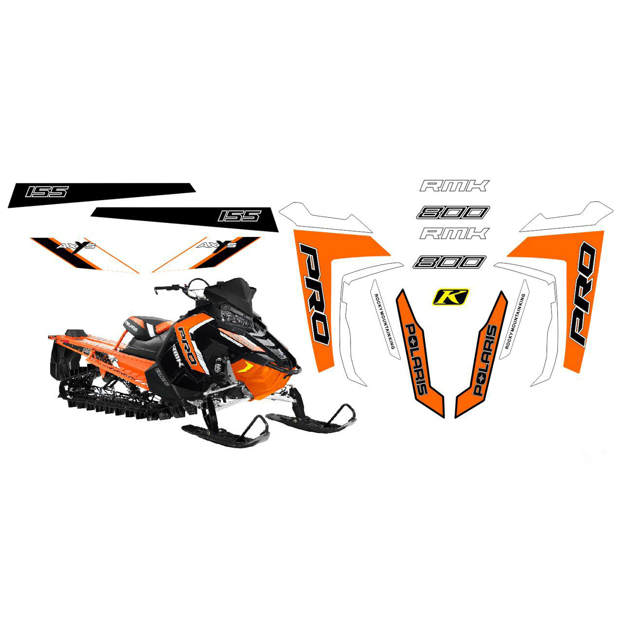 Polaris Pro RMK 800 850 AXYS SKS original decals kit | Inspire Uplift