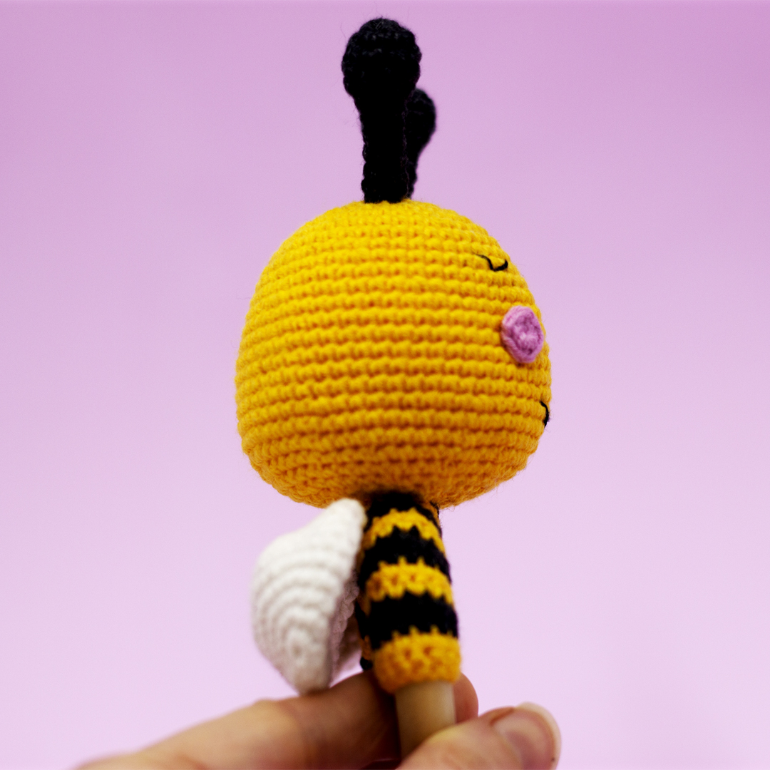 Baby rattle honey bee, bee teething toy, bumble bee sensory - Inspire ...