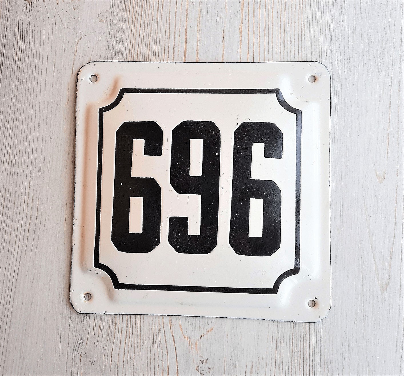 Street number sign 696 - vintage Soviet white black address | Inspire ...