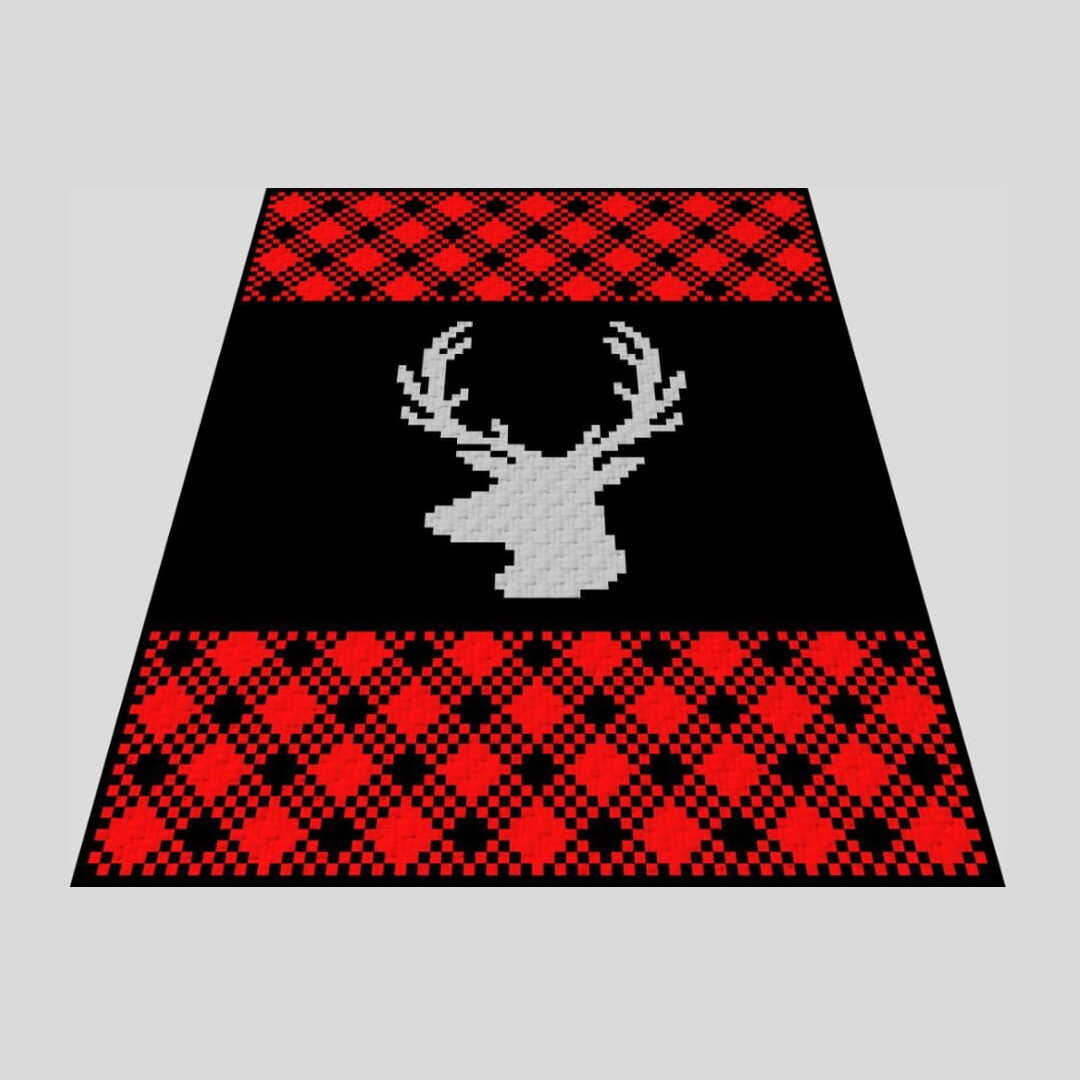 Crochet C2C Buffalo Plaid Deer blanket pattern PDF Instant D - Inspire ...