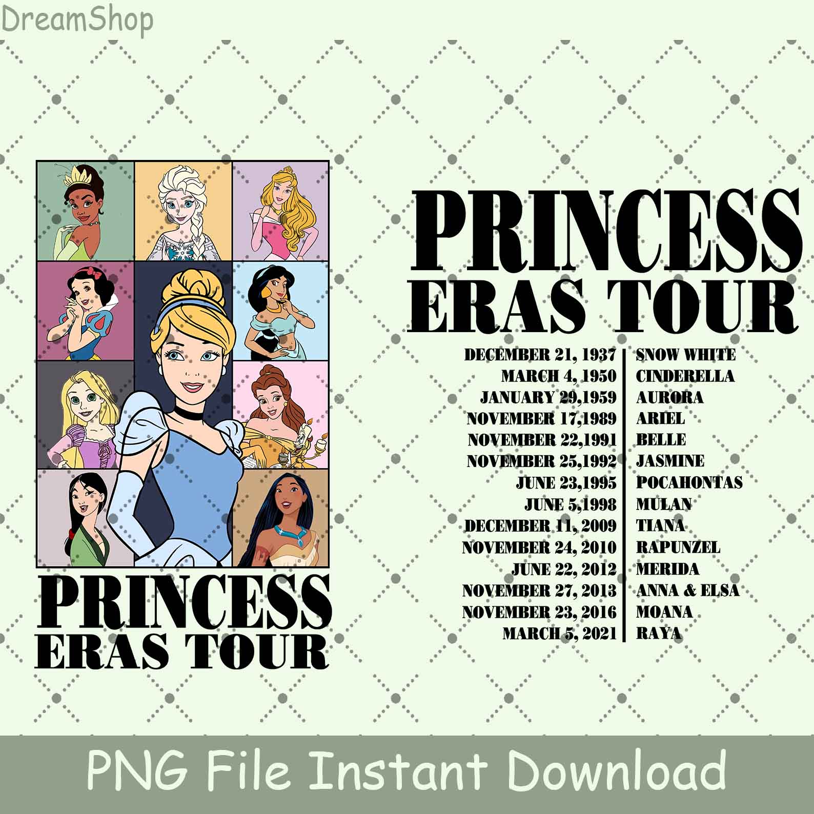 Princess Eras Tour Png, Disney Trip Png, Disney Princess Tou | Inspire ...