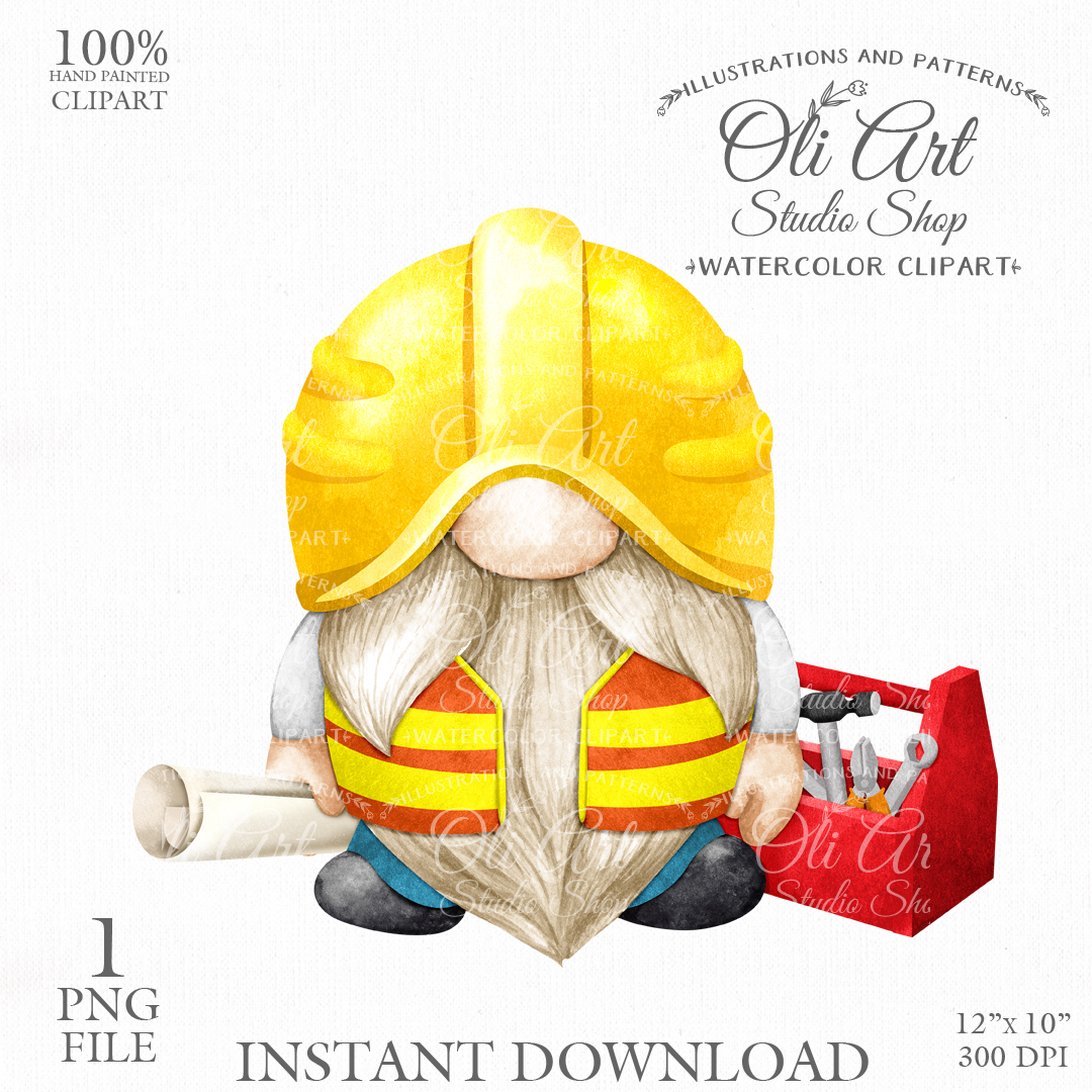 Builder Gnome Clip Art. Profession clip art. Tool Box, Hand - Inspire ...