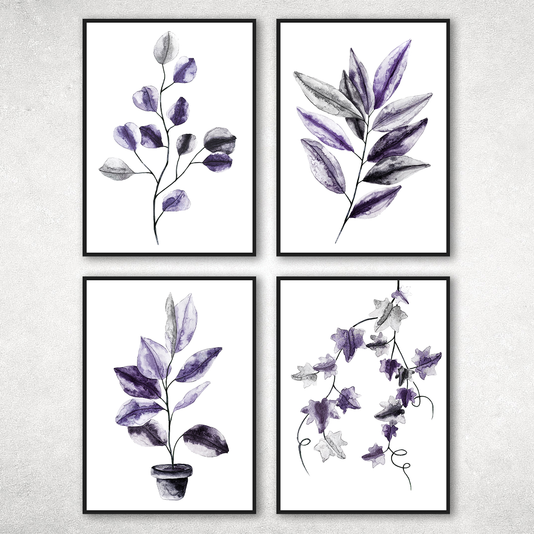 Abstract Botanical Art Set of 4 Prints, Boho Gallery Wall ar - Inspire ...