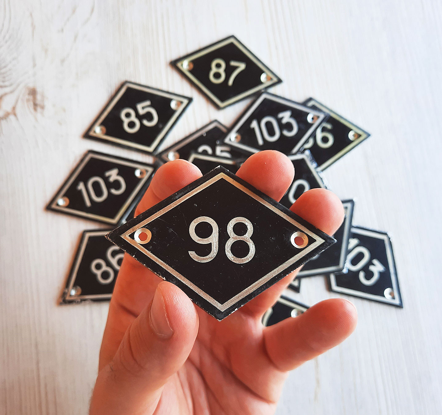 Black number sign 98 - small rhomb address number plaque vin | Inspire ...