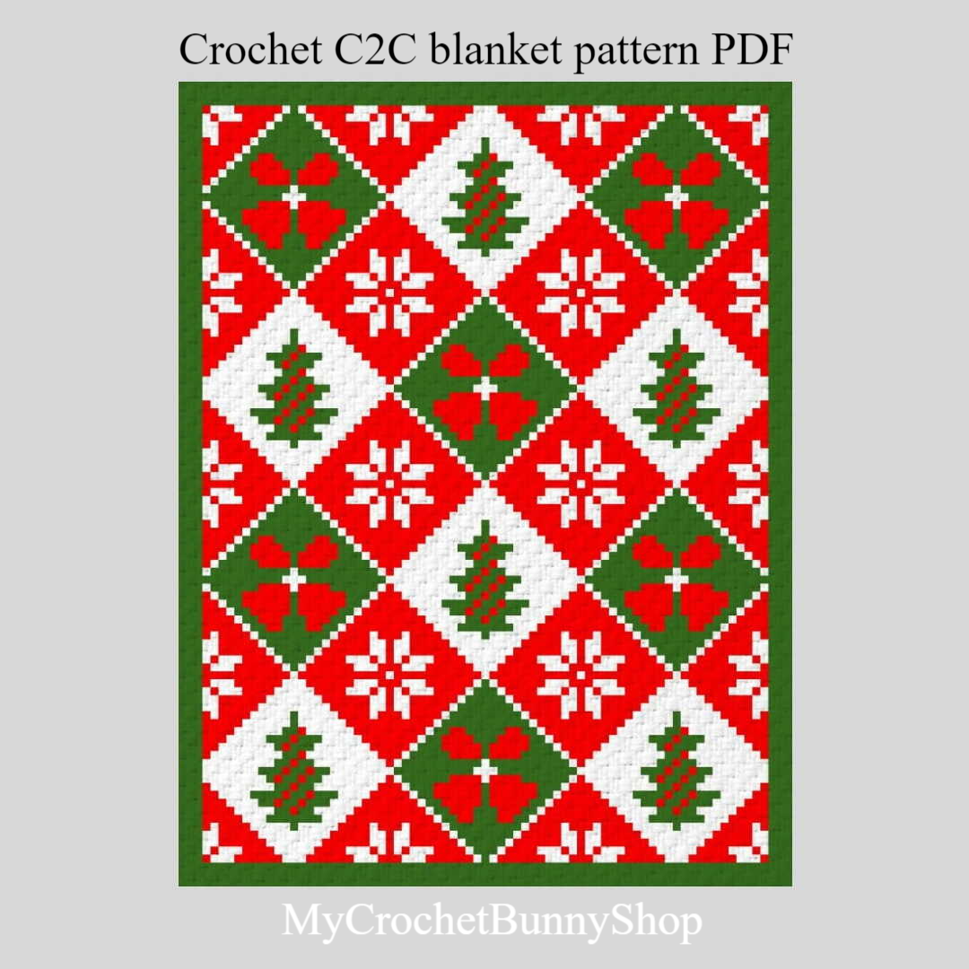 Crochet C2C Christmas Holiday blanket pattern PDF Instant Do | Inspire ...