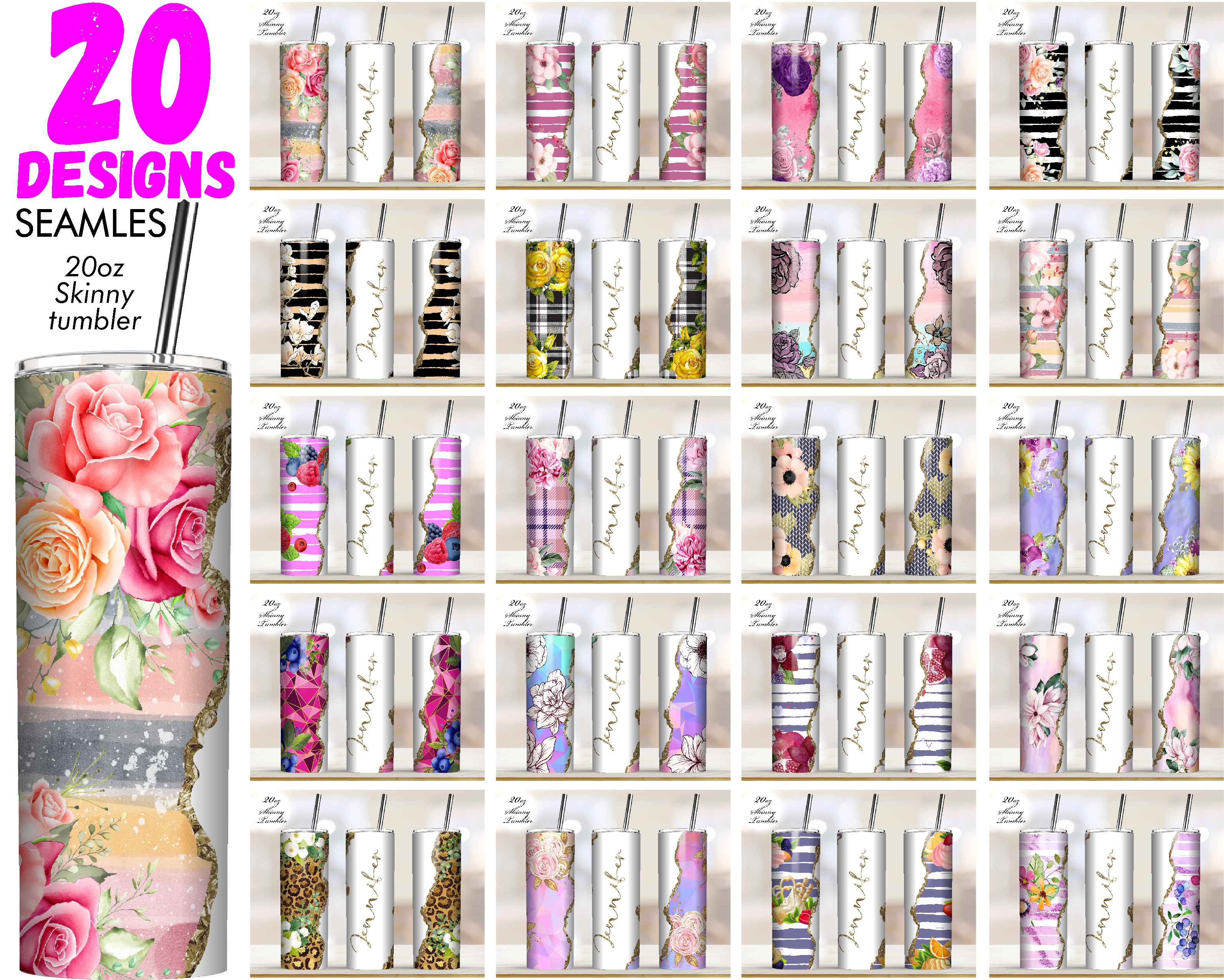 Set of 20 Photo Tumbler Design SEAMLESS / sublimate designs - Inspire ...