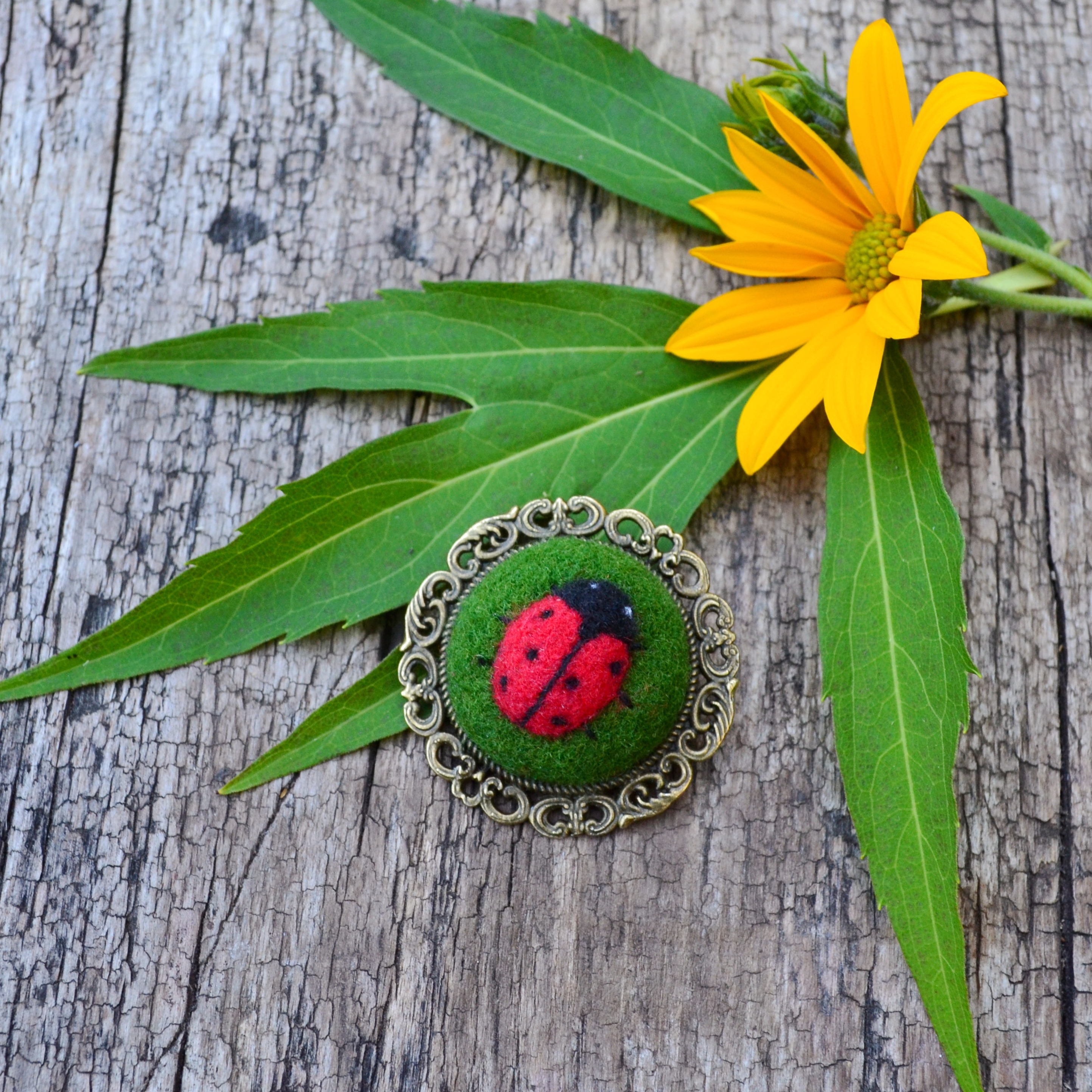 Felted brooch, Ladybug pin, Ladybird brooch, Gift for her | Inspire Uplift