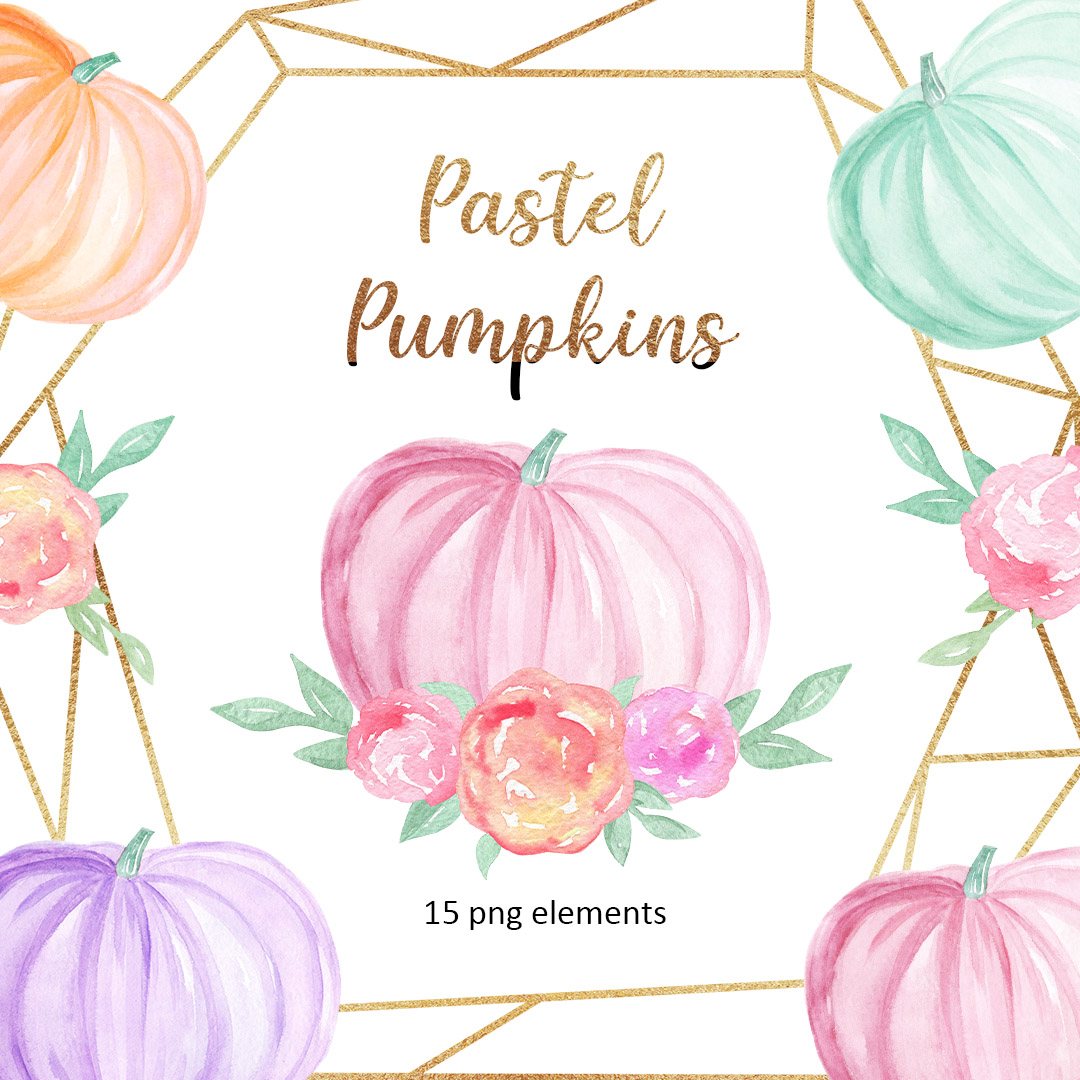 Watercolor pastel pumpkins clipart, thanksgiving png | Inspire Uplift