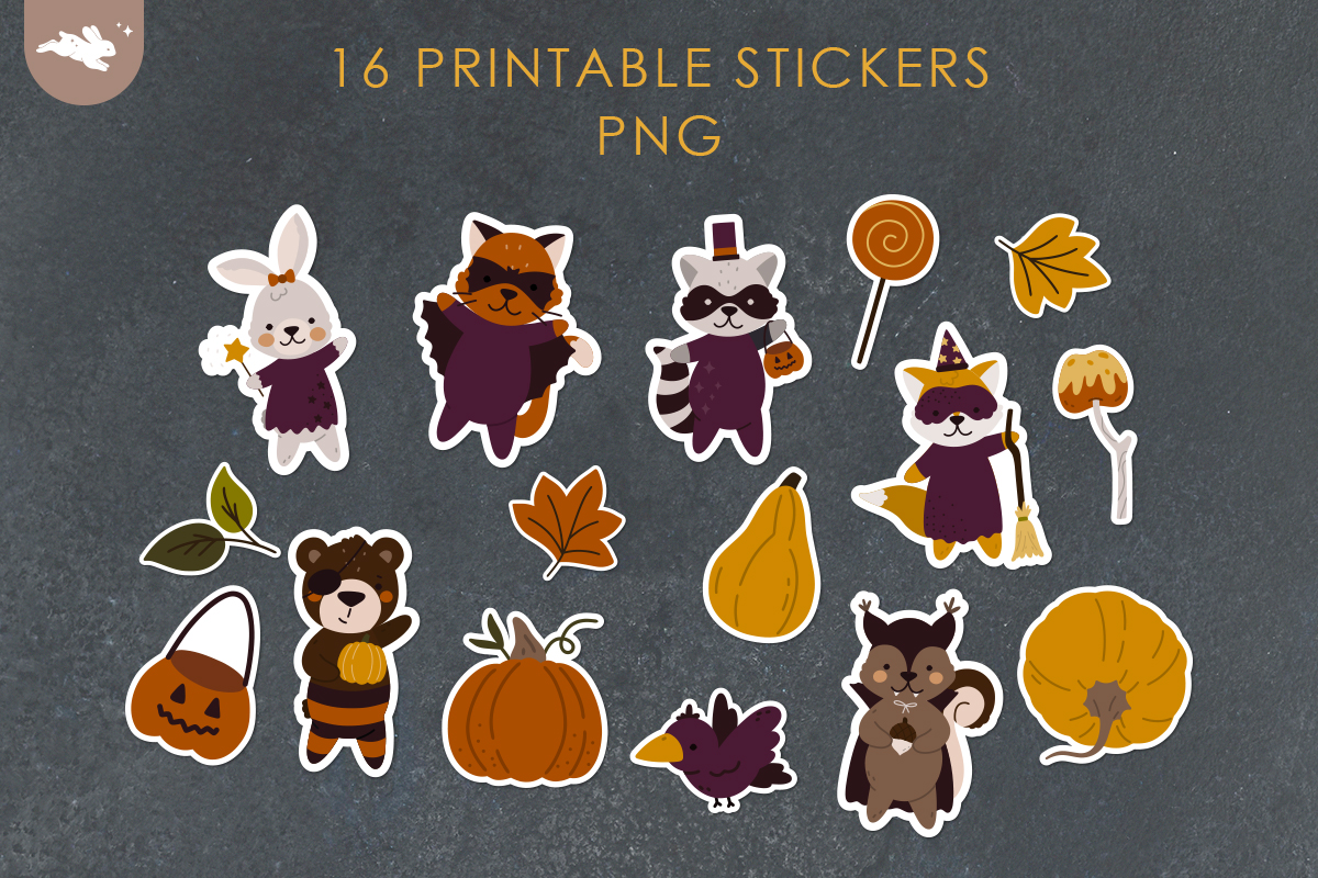 16 Halloween Stickers, Printable Digital Stickers Bundle | Inspire Uplift