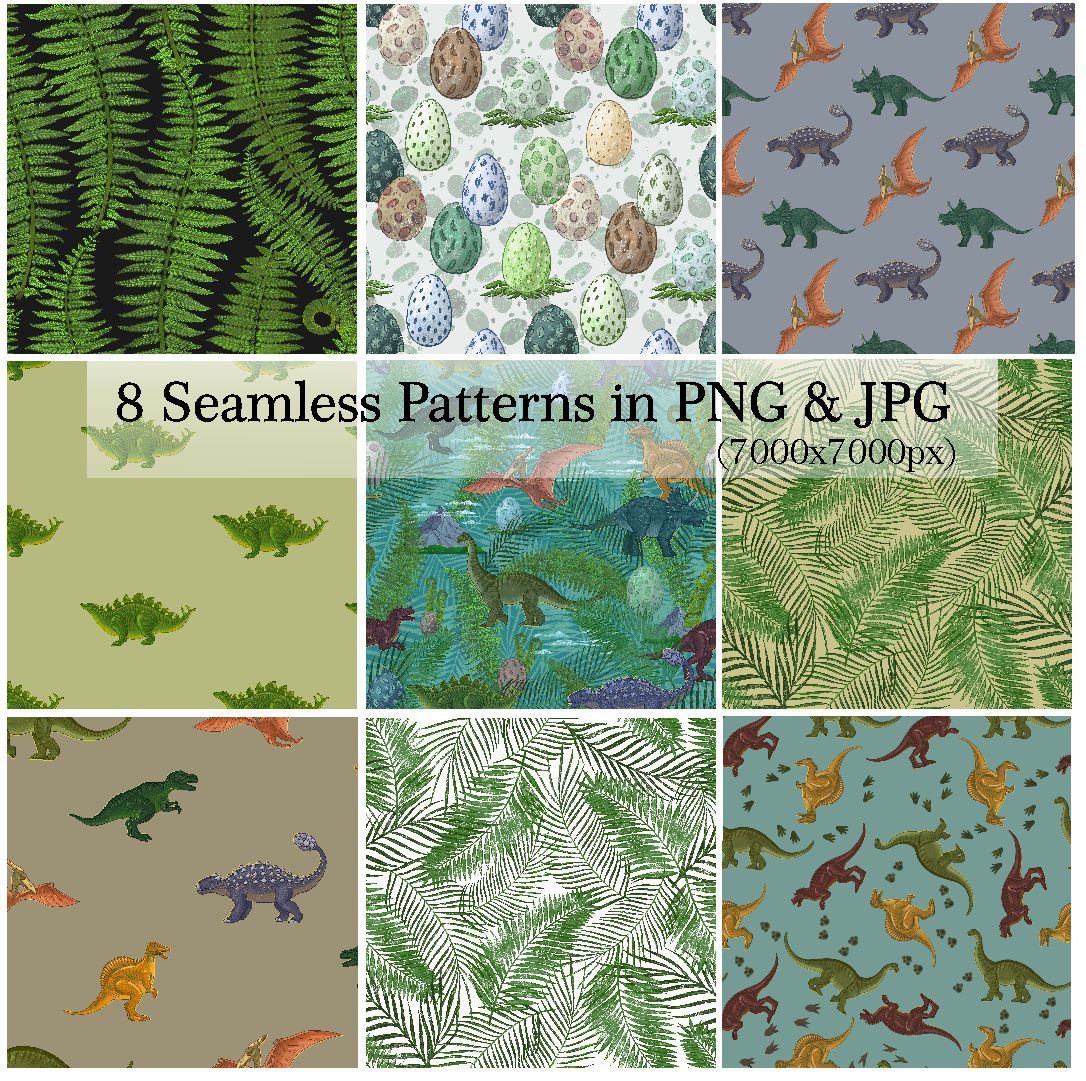 Dinosaurs Clipart Digital Paper Set Collection Download | PN - Inspire ...