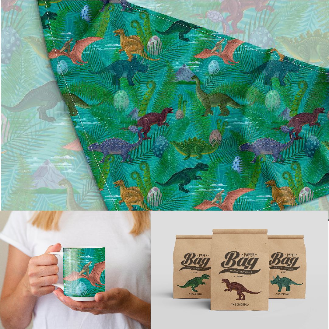 Dinosaurs Clipart Digital Paper Set Collection Download | PN - Inspire ...