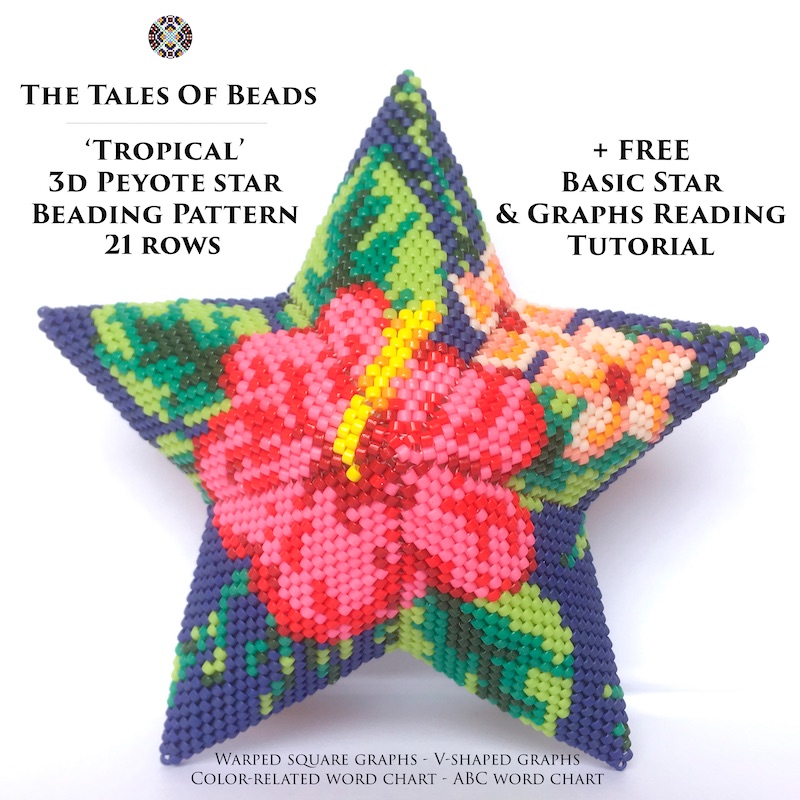 Tropical 3D Peyote Star Beading Pattern / Floral Beaded - Inspire Uplift