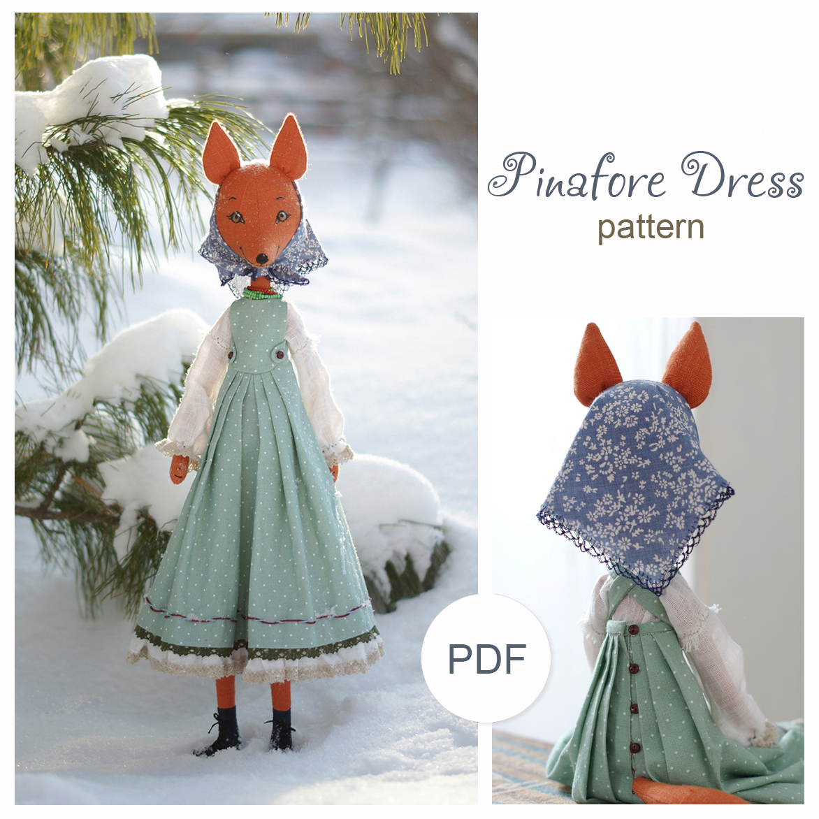 Pinafore dress pattern for doll fox, making a heirloom doll, | Inspire ...