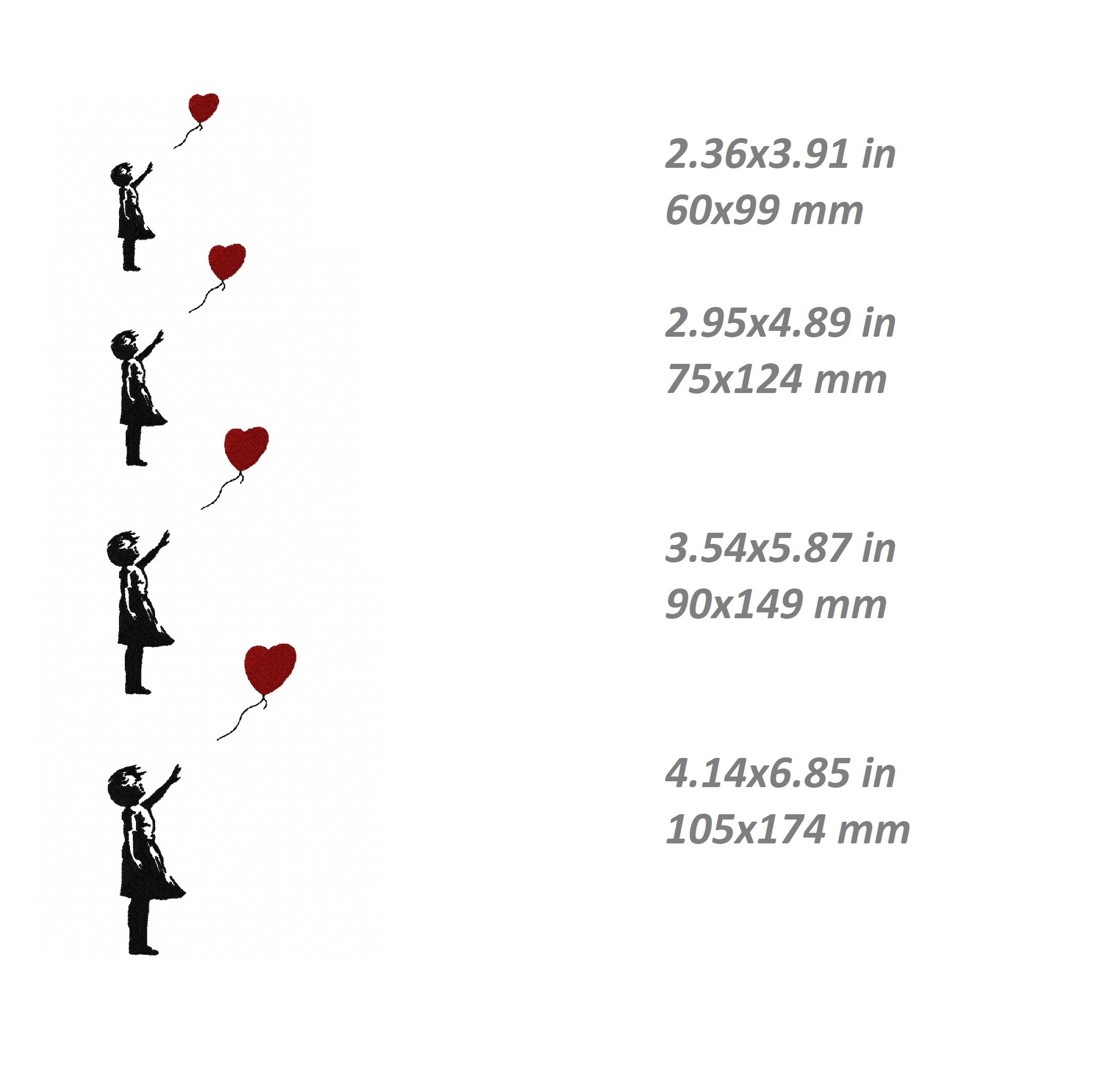 Banksy Embroidery Design, Girl with baloon painting, 4 sizes - Inspire ...