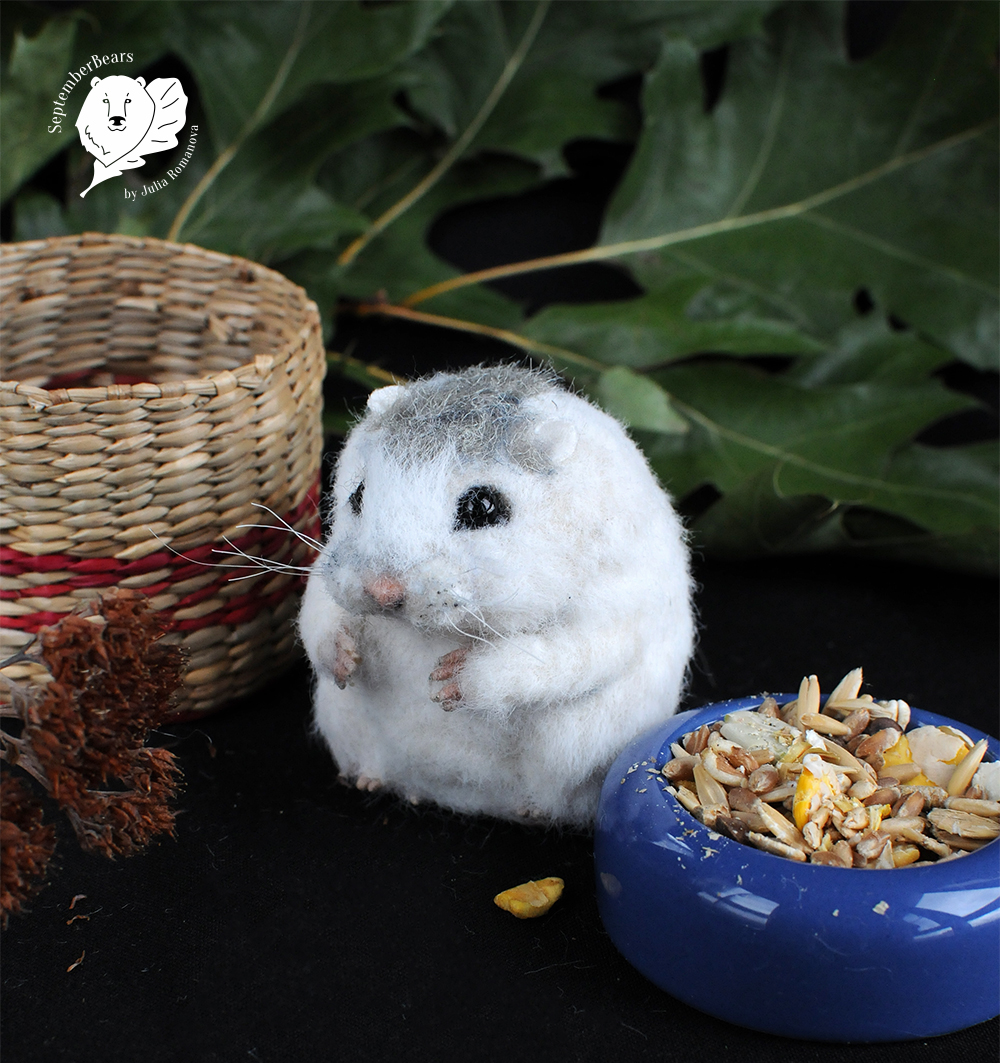 realistic Dwarf Hamster felt toy pet portrait Hamster - Inspire Uplift