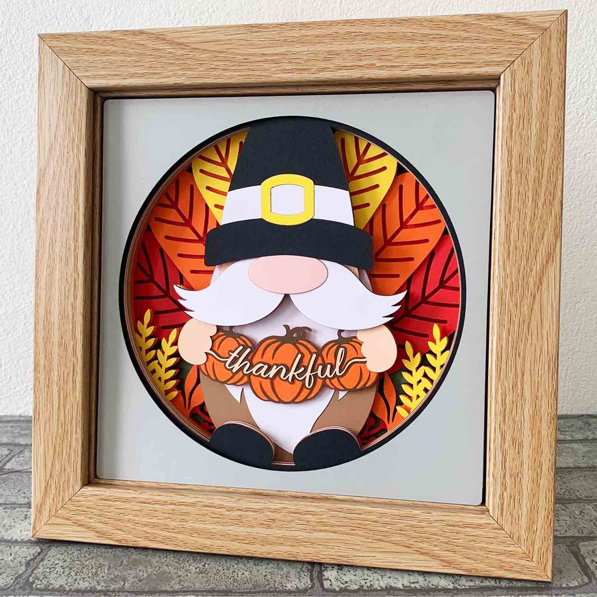 Thanksgiving Gnome Shadow Box SVG/ Thankful Shadow Box Templ - Inspire ...