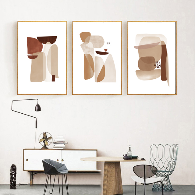 Abstract Shape, Poster Set of 3, Modern Pictures, Beige Wall - Inspire ...