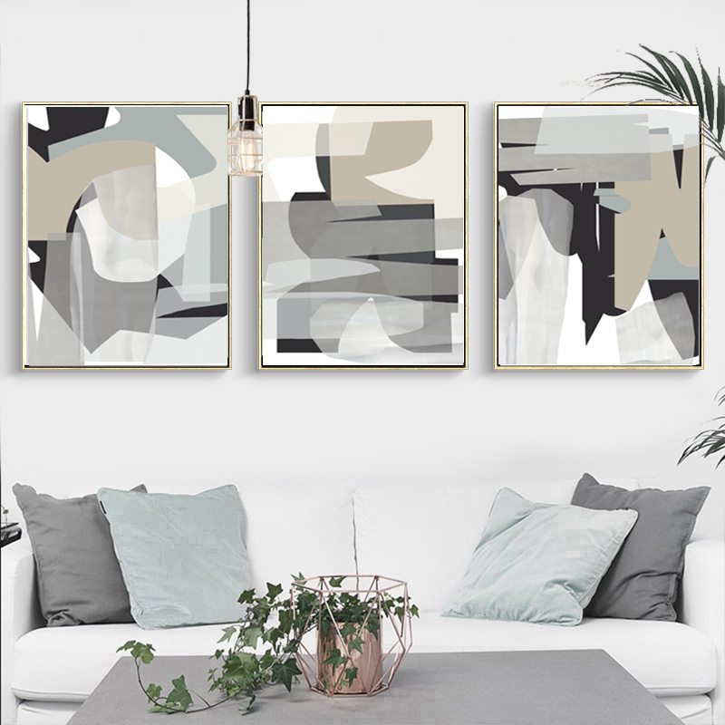 Gray Wall Art, Abstract Poster, Prints Set of 3, Living Room - Inspire ...