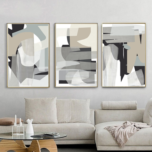 Gray Wall Art, Abstract Poster, Prints Set of 3, Living Room - Inspire ...