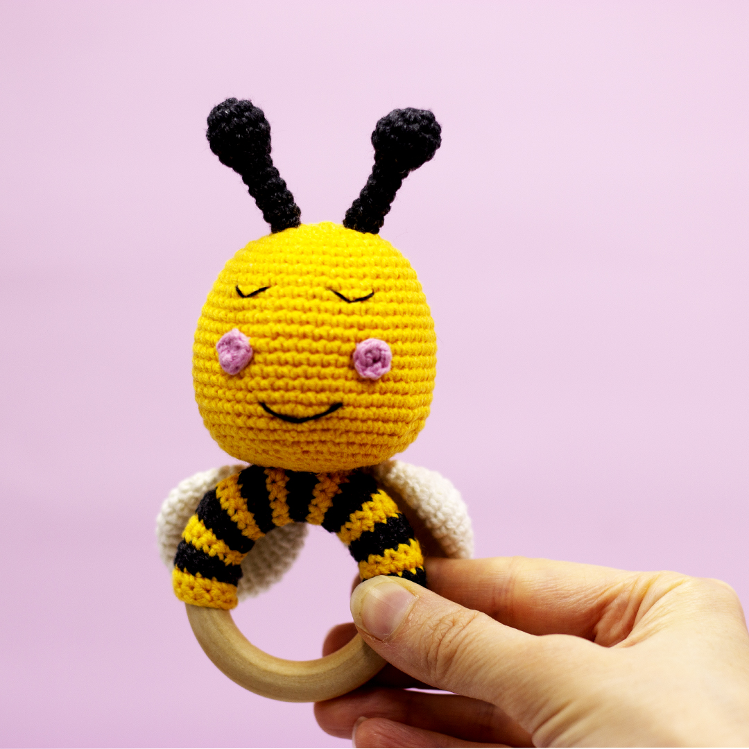 Bee baby rattle set of 2 patterns, amigurumi bee summer patt - Inspire ...