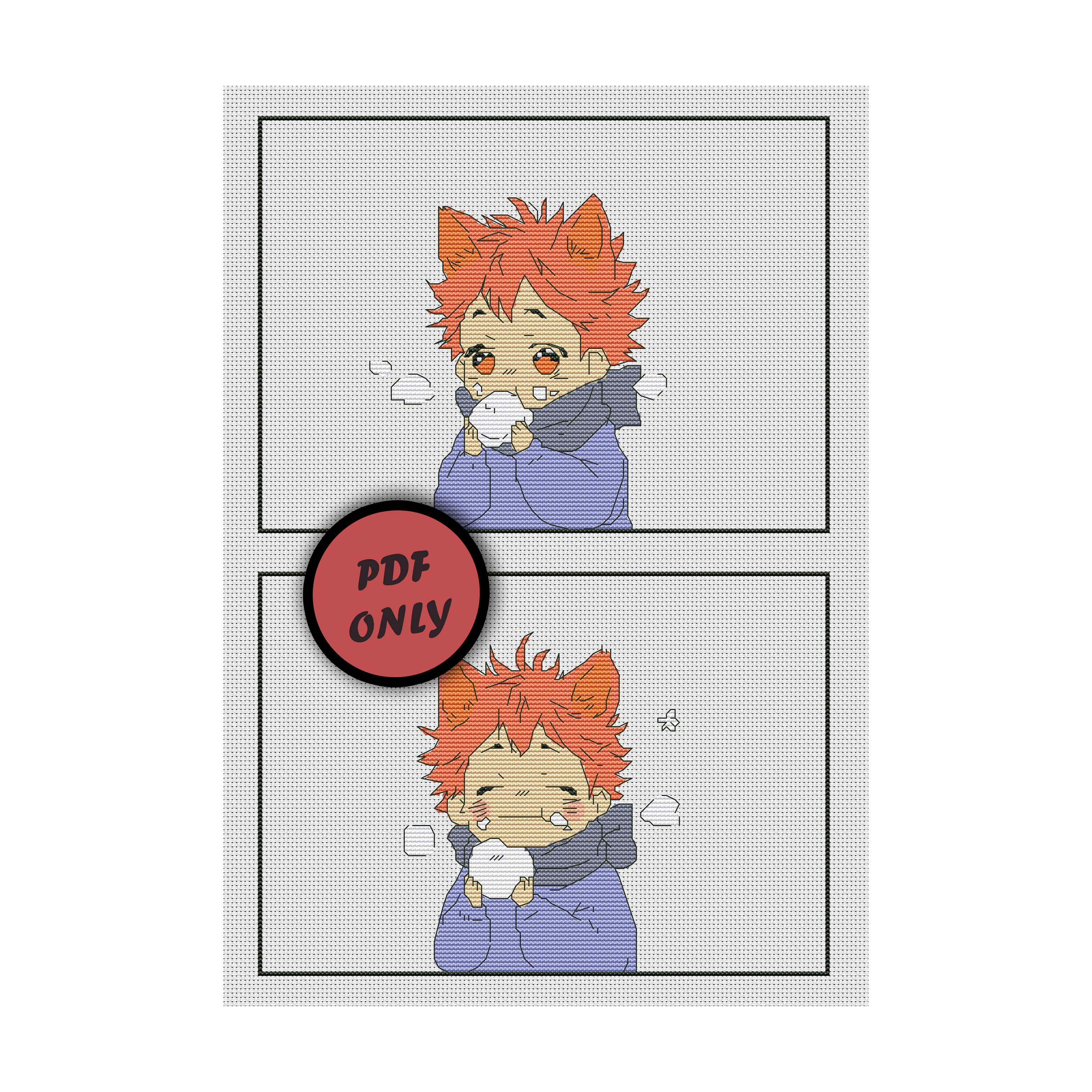 Anime cross stitch pattern Chibi Hinata Haikyuu Cute PDF | Inspire Uplift