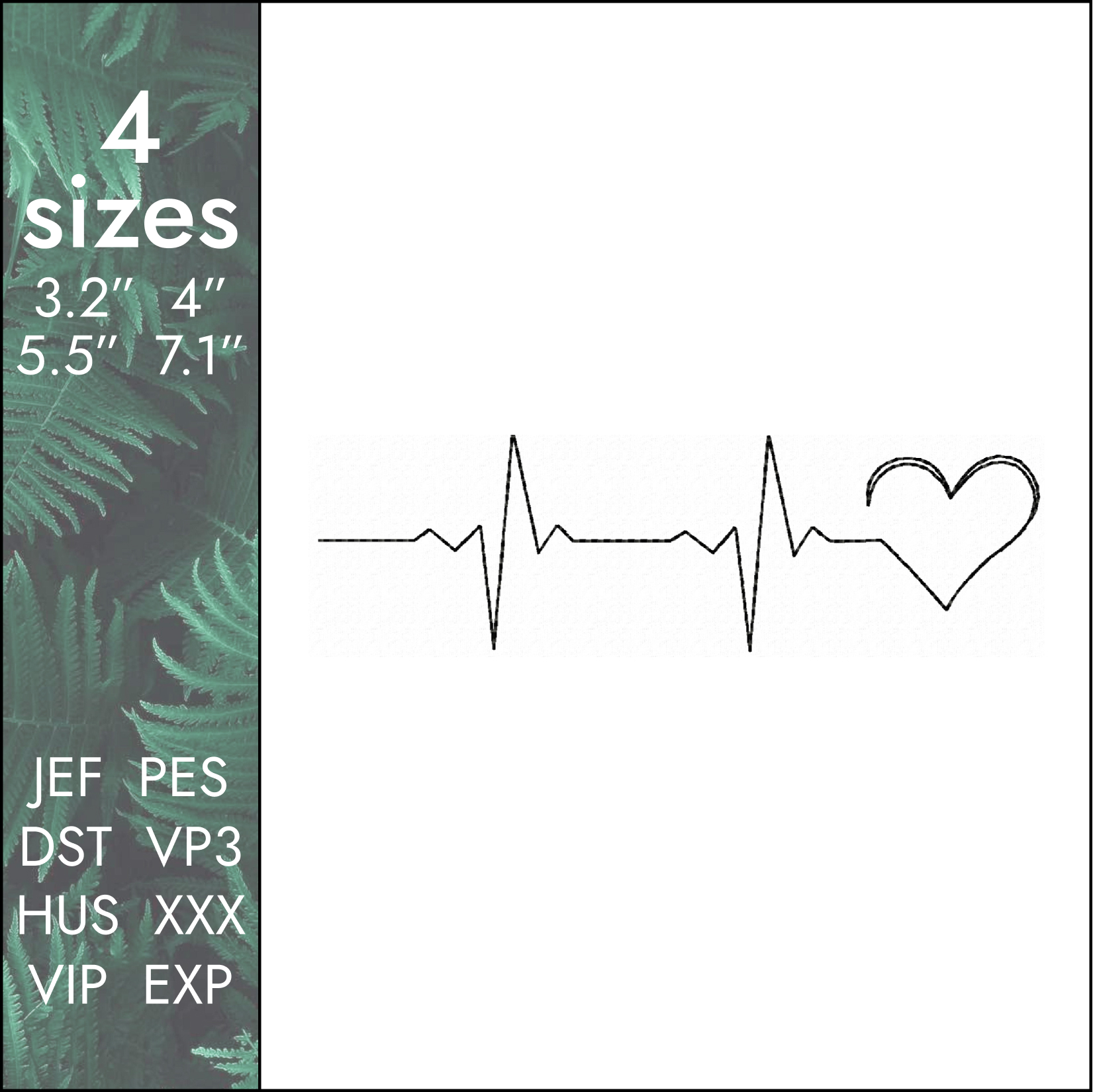 Heartline Embroidery Design, heart beat love, valentines day | Inspire ...