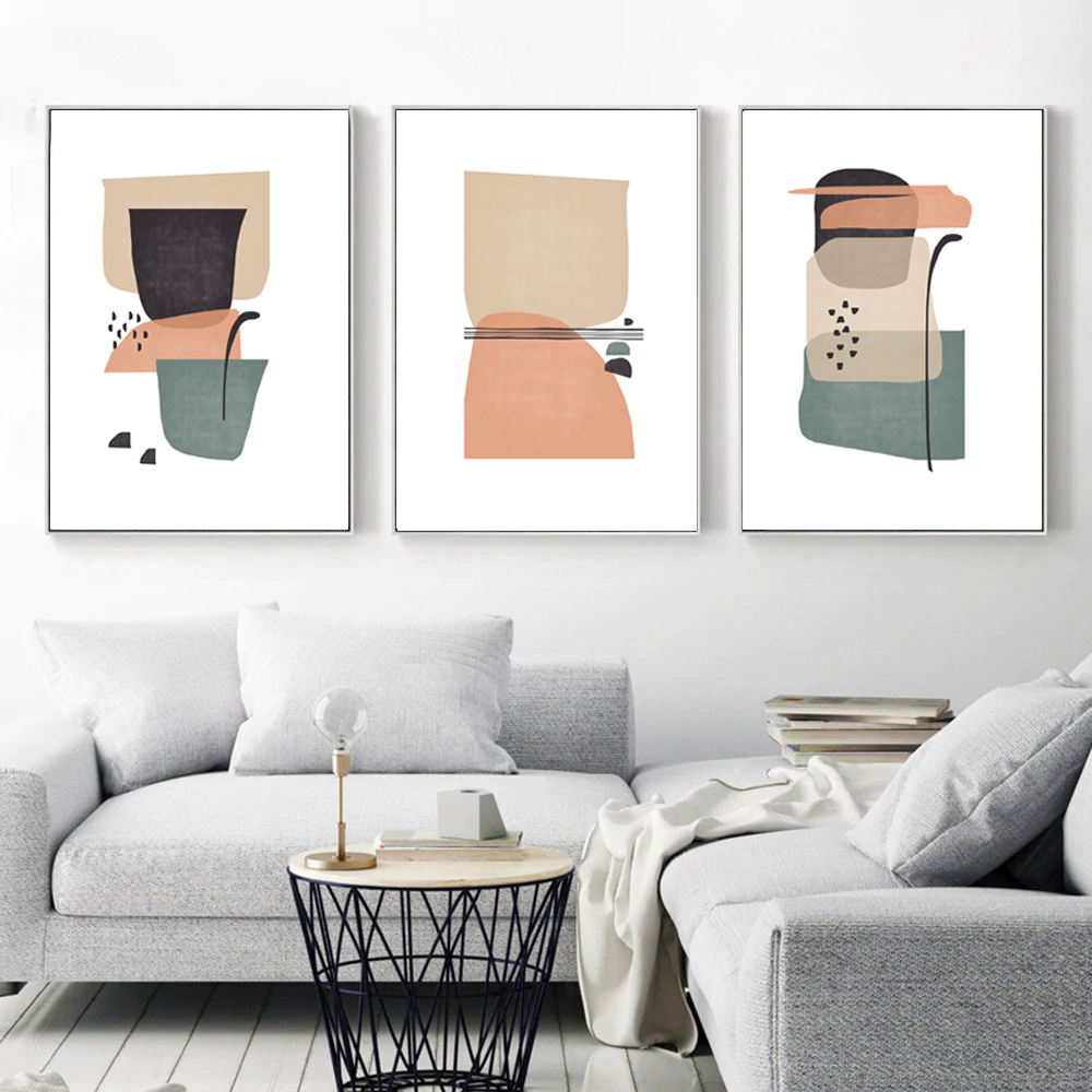 Wall Art Set of 3 Abstract Poster Scandinavian Print Modern - Inspire ...