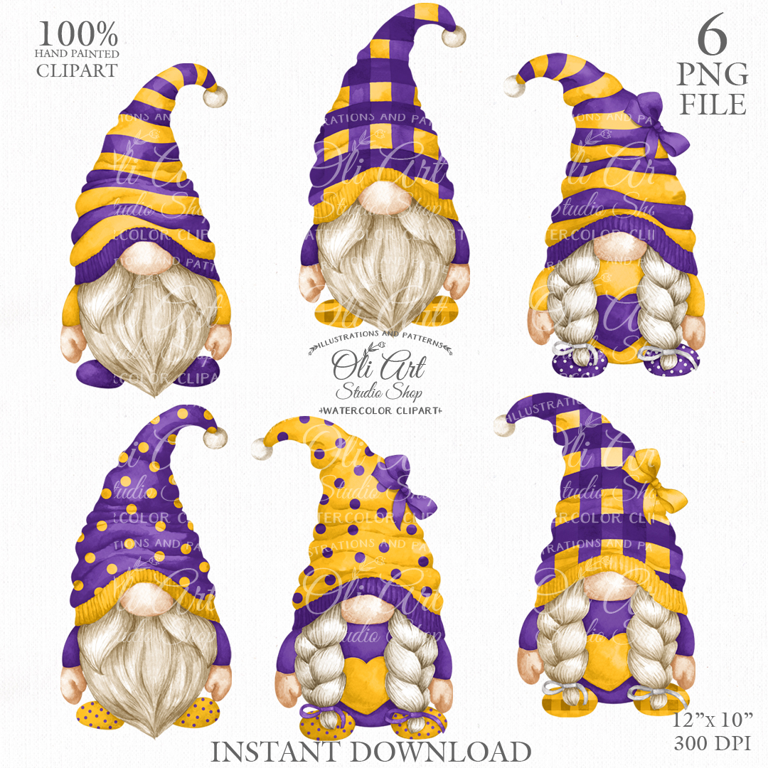 Gnome Clip Art. Cute Characters, Hand Drawn graphics. Digita | Inspire ...