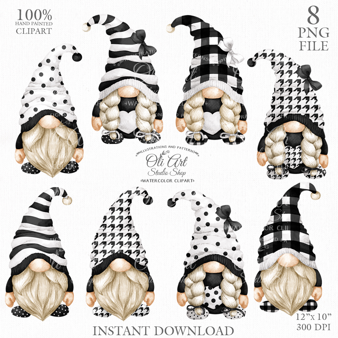 Gnome Clip Art. Cute Characters, Hand Drawn graphics. Digita | Inspire ...