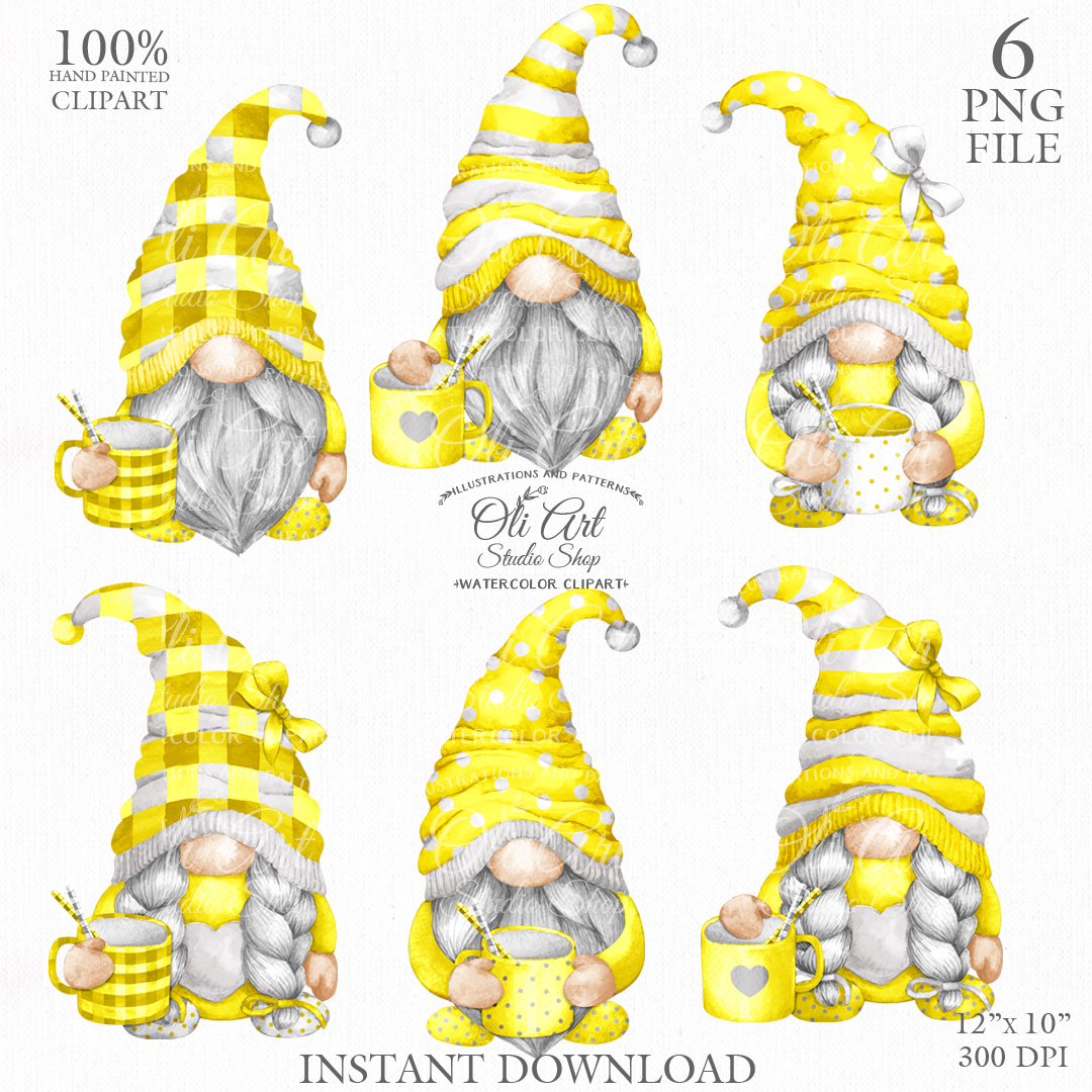 Gnome Clip Art. Cute Characters, Hand Drawn graphics. Digita | Inspire ...