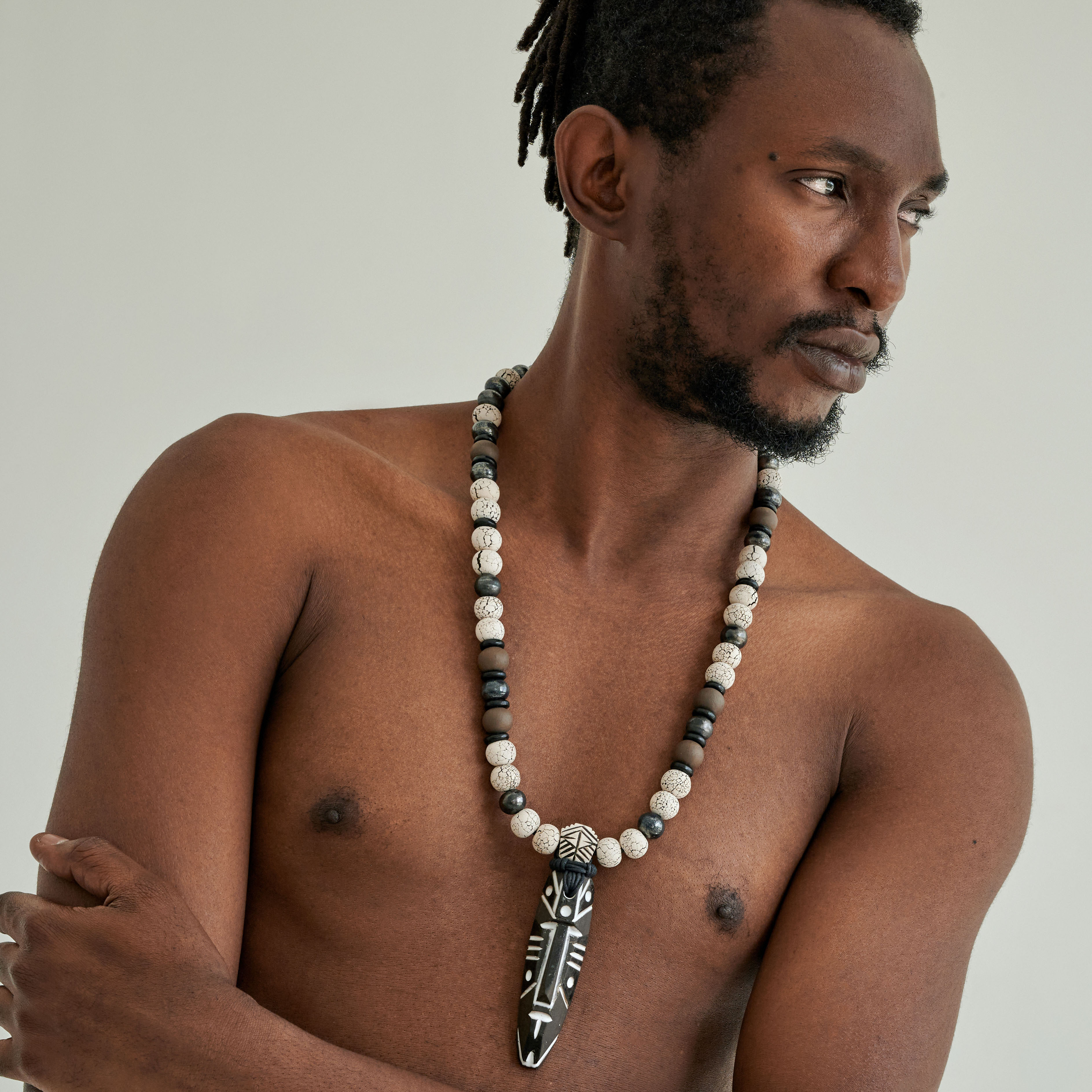 Mask chunky men's necklaces. Long beaded necklace for men - Inspire Uplift