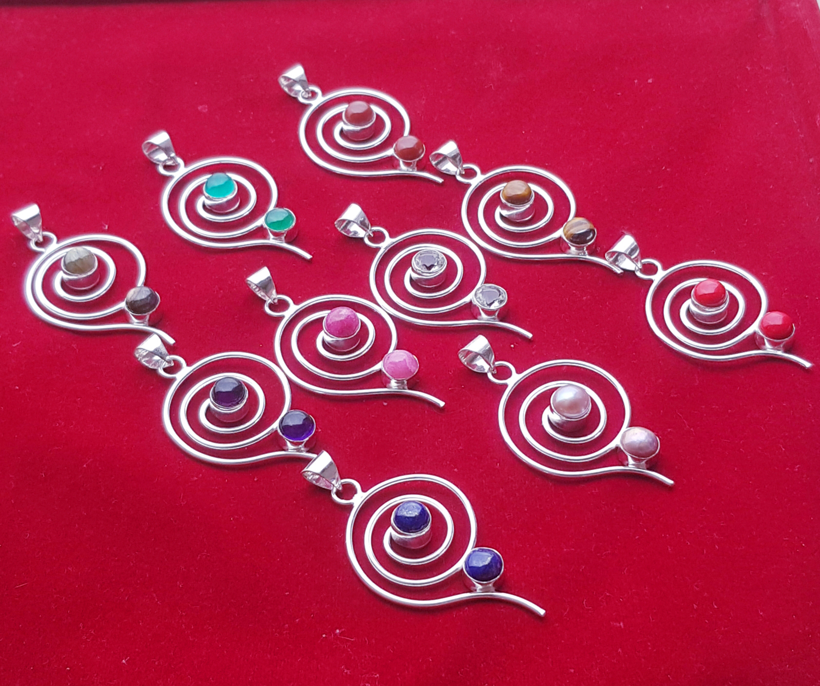 Multi crystal Pendant, Assorted 8 mm Round Pendant, Assorted | Inspire ...