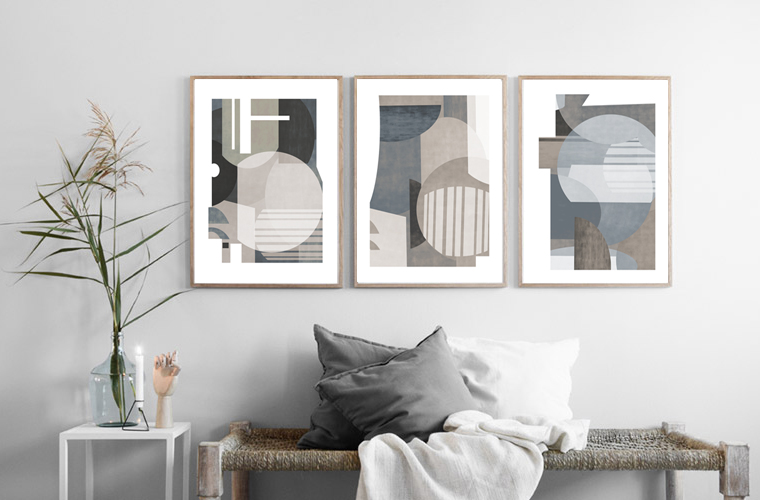 Grey Abstract Art Modern Painting Set of 3 Posters Downloada - Inspire ...