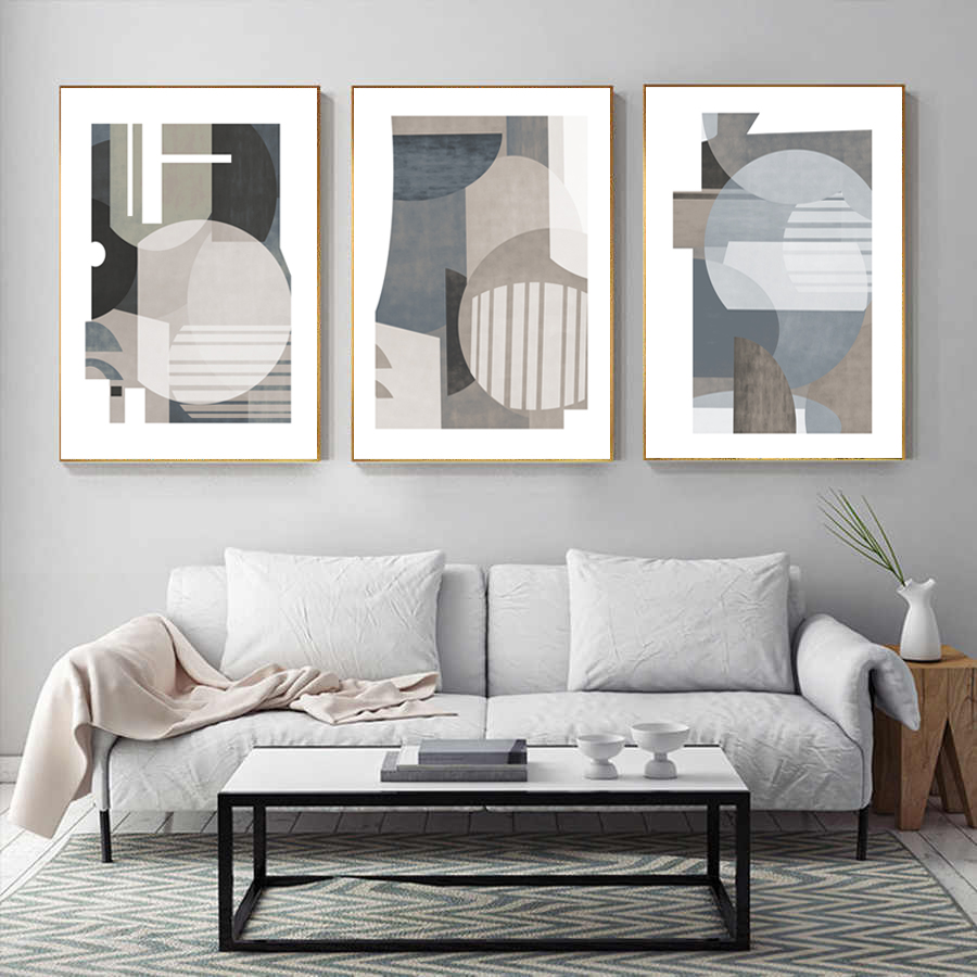 Grey Abstract Art Modern Painting Set of 3 Posters Downloada - Inspire ...