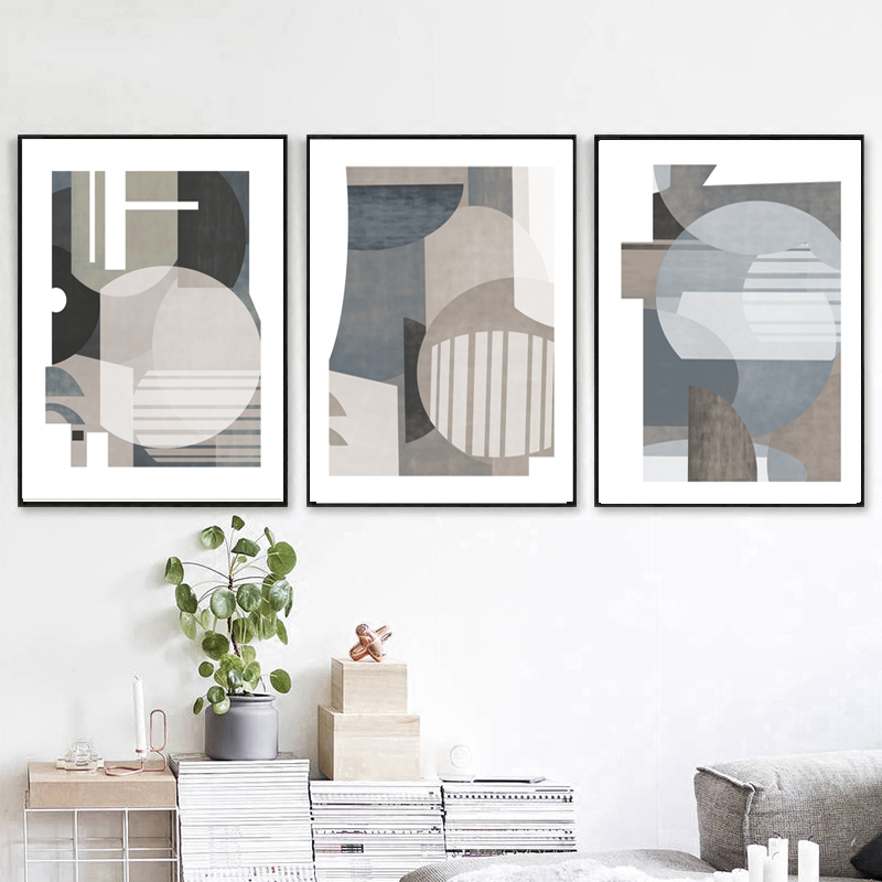 Grey Abstract Art Modern Painting Set of 3 Posters Downloada - Inspire ...