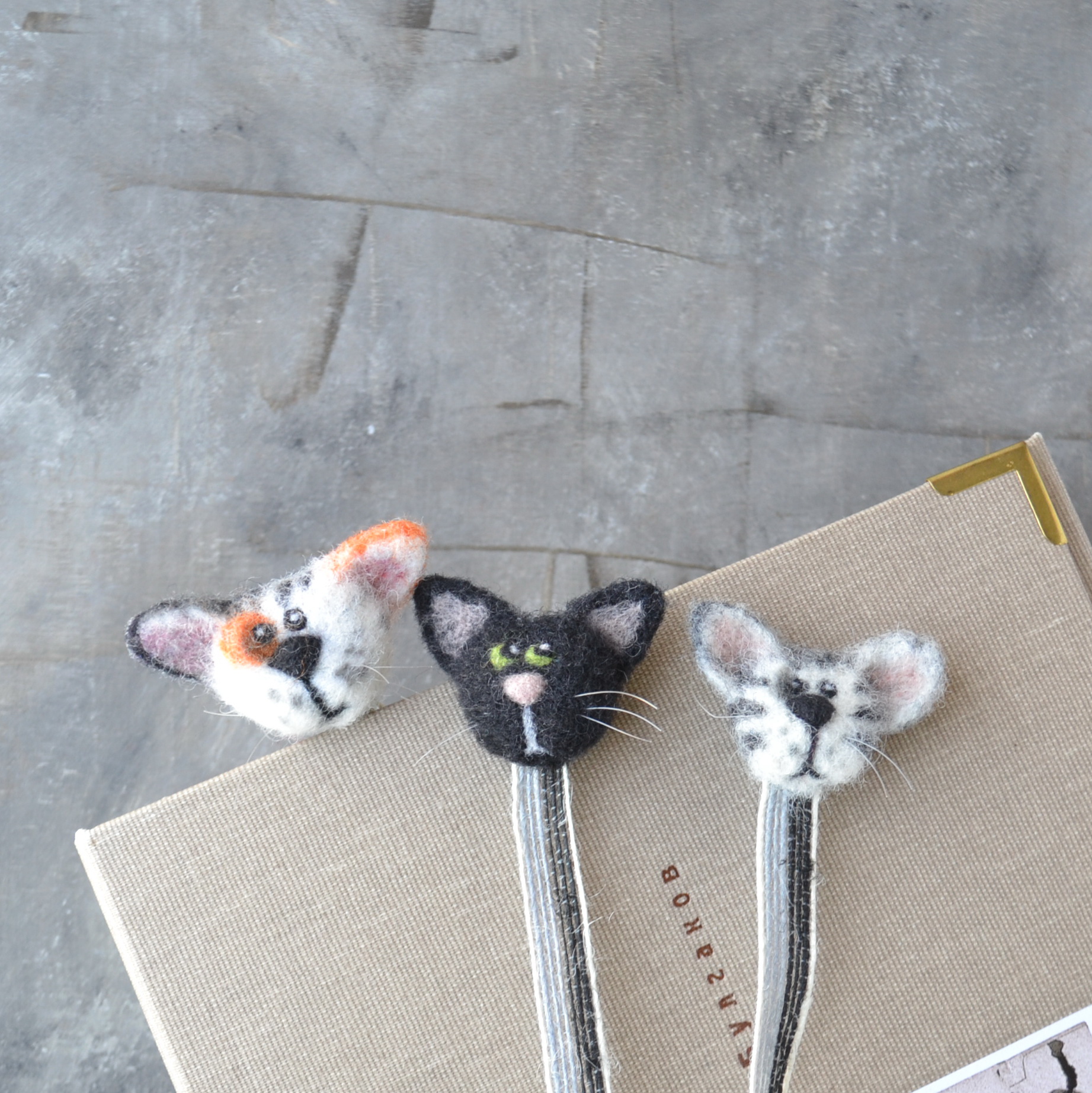 Needle felted funny 3d cat boormark Handmade custom bookmark - Inspire Uplift