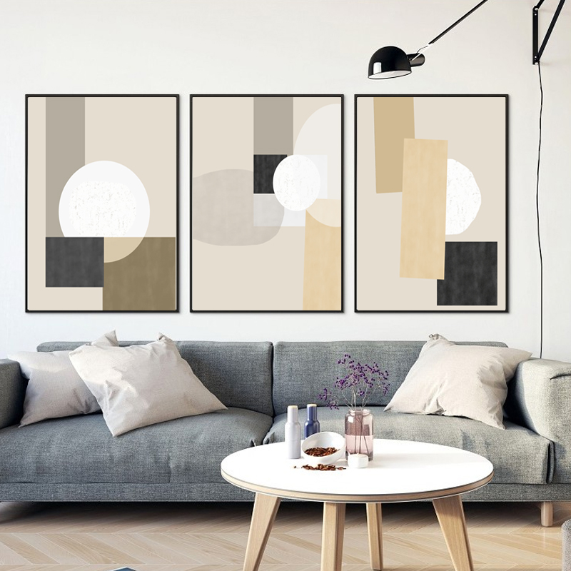 Geometric Print Three Wall Art Abstract Set of 3 Posters Liv | Inspire ...