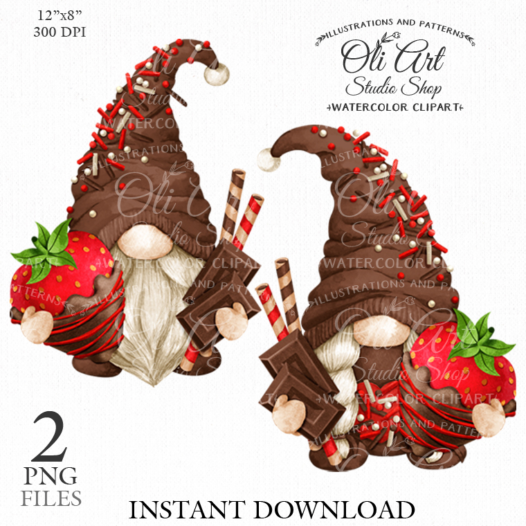Chocolate Gnome Clip Art. Strawberries in Chocolate. Hand Dr | Inspire ...