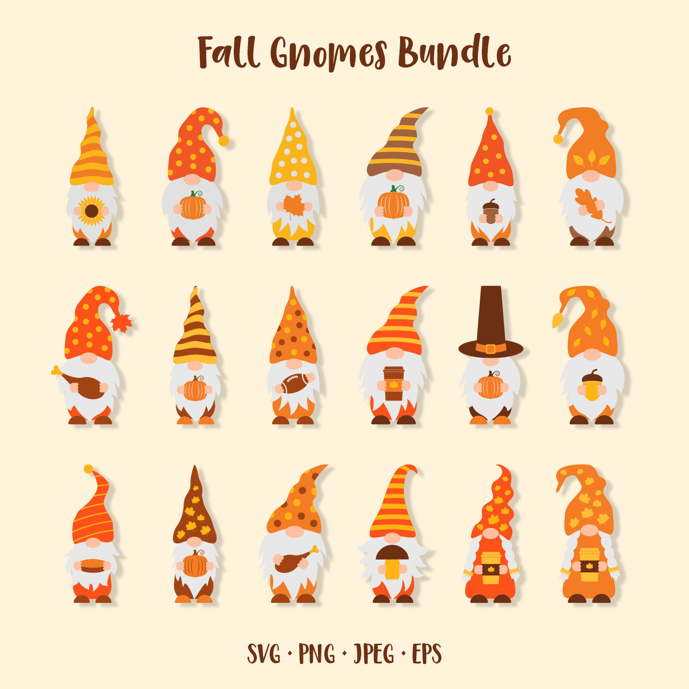 Fall gnomes SVG bundle. Thanksgiving gnomes clipart set. - Inspire Uplift
