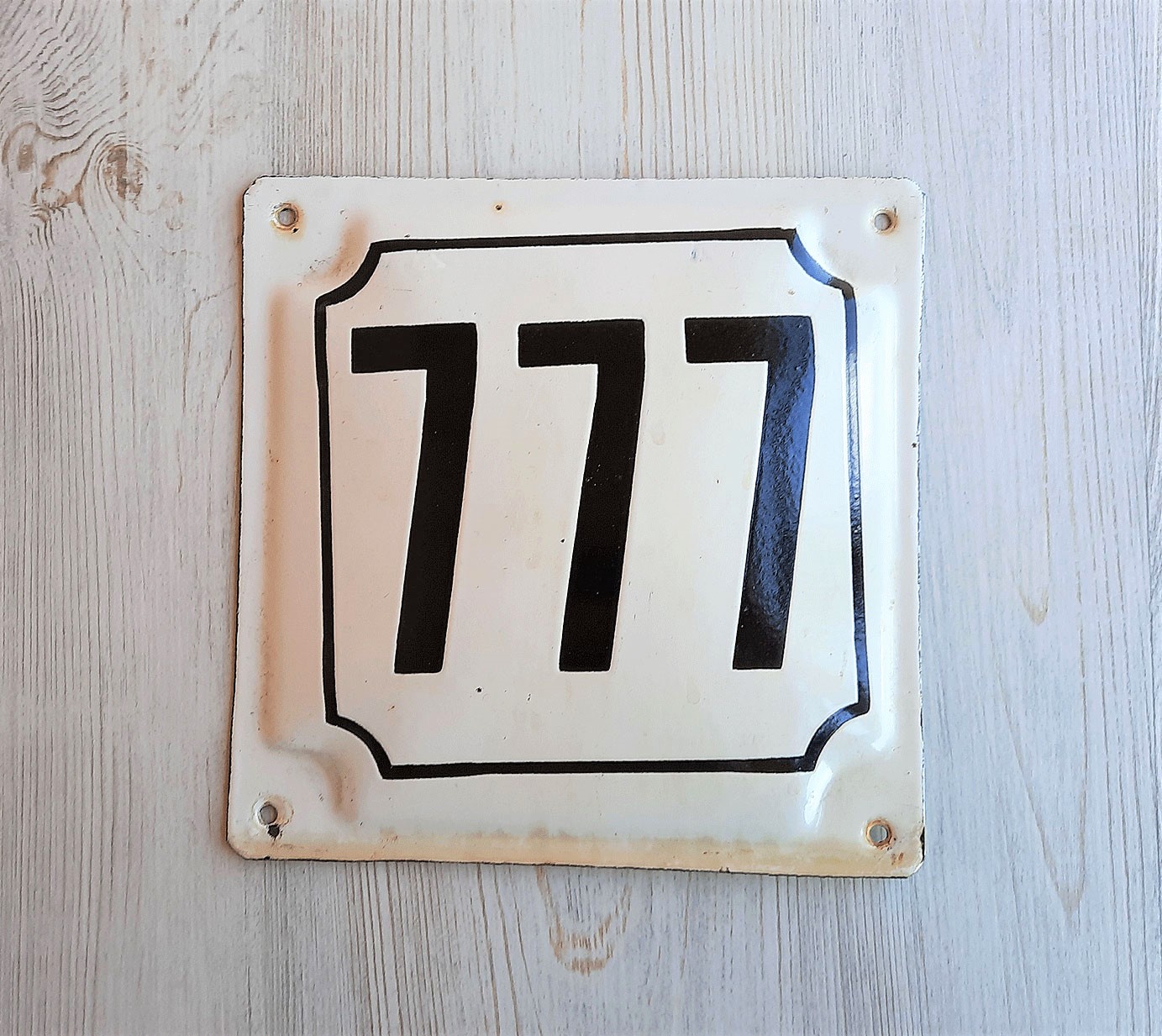 House address number sign 777 - vintage Soviet white black s - Inspire ...