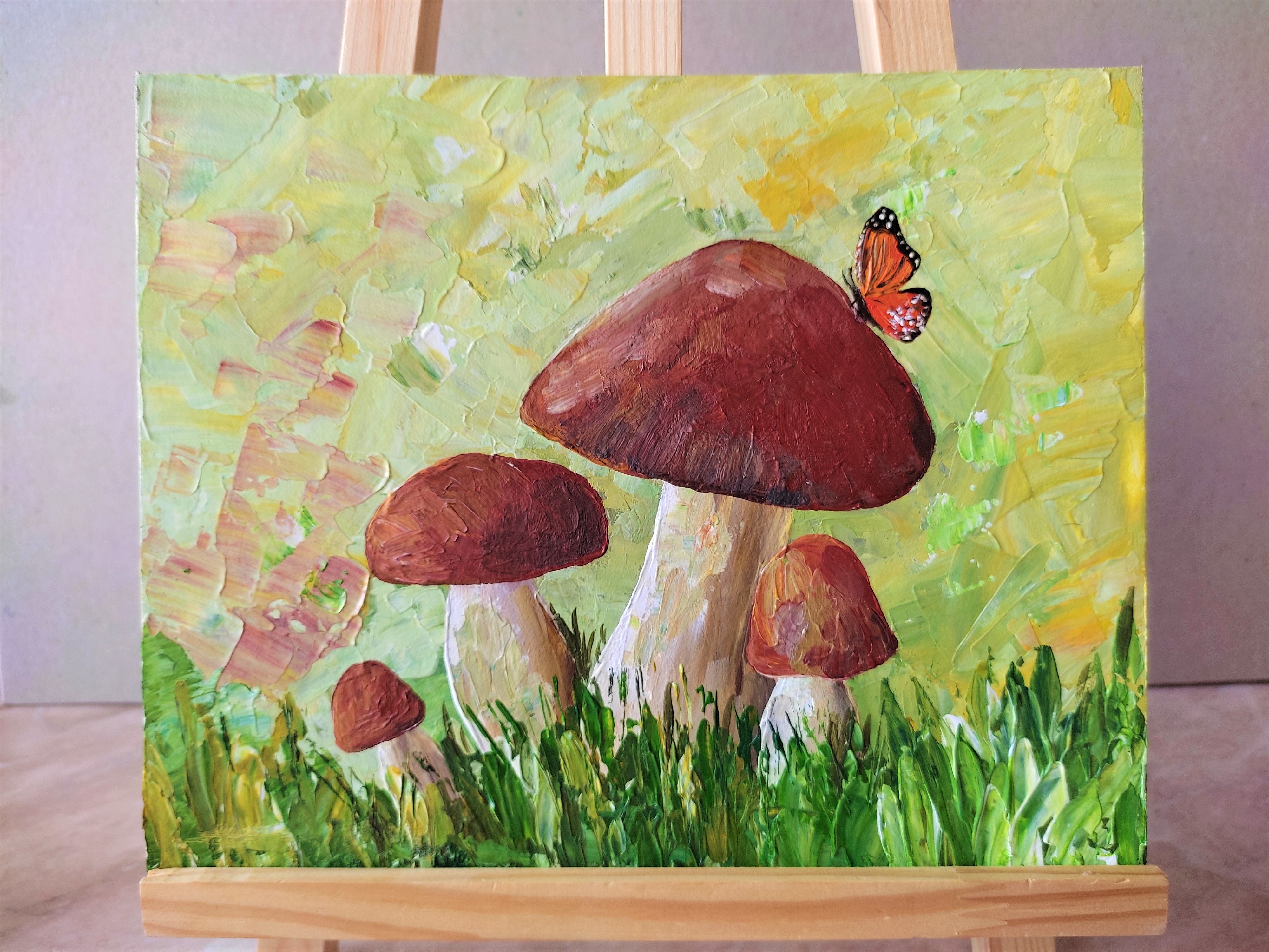 Mushroom texture painting Mushroom wall decor Toadstool art | Inspire ...
